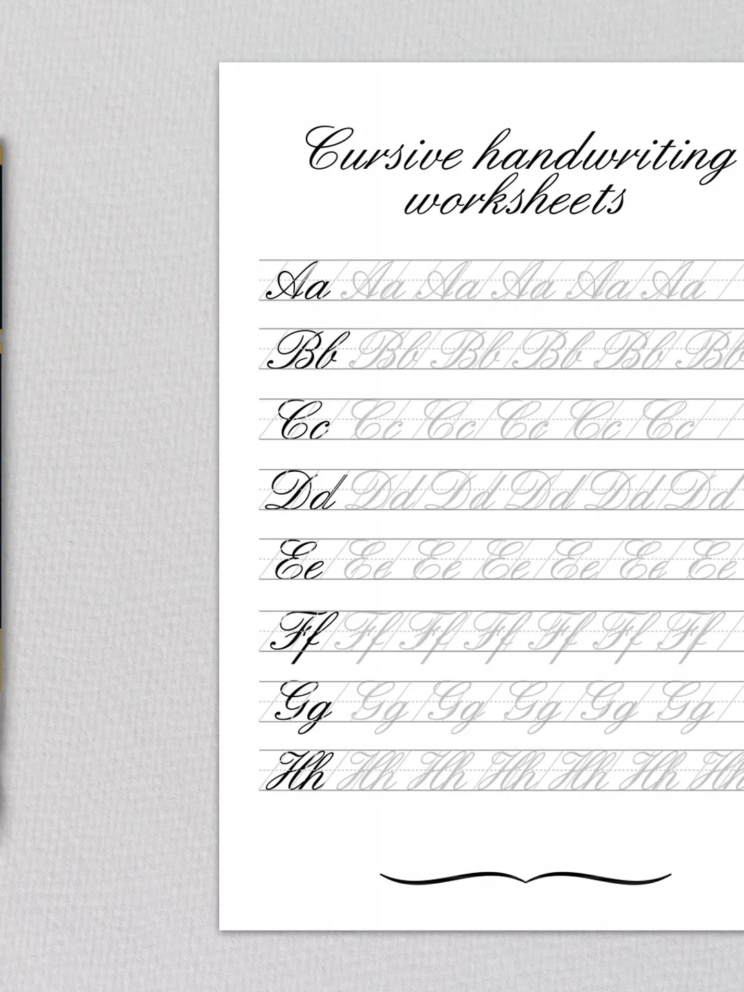 Calligraphy Worksheets, modern calligraphy, handlettering practice