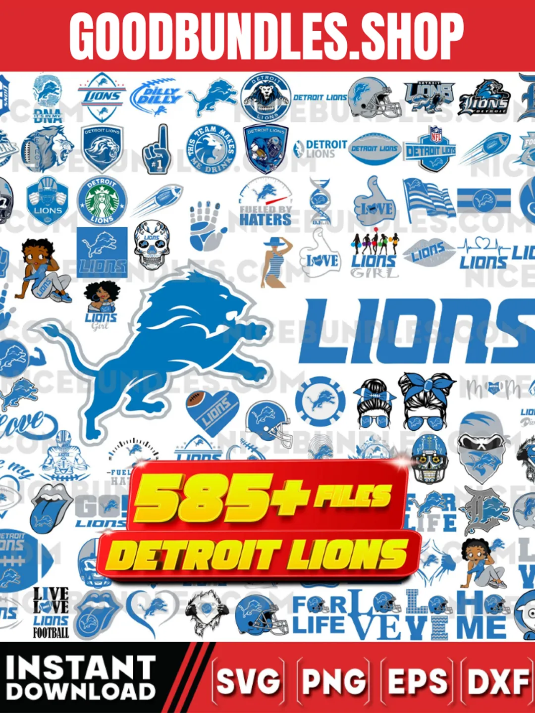 50 Files Detroit Lions Team Bundle Svg, Detroit Lions Svg, NFL Teams ...