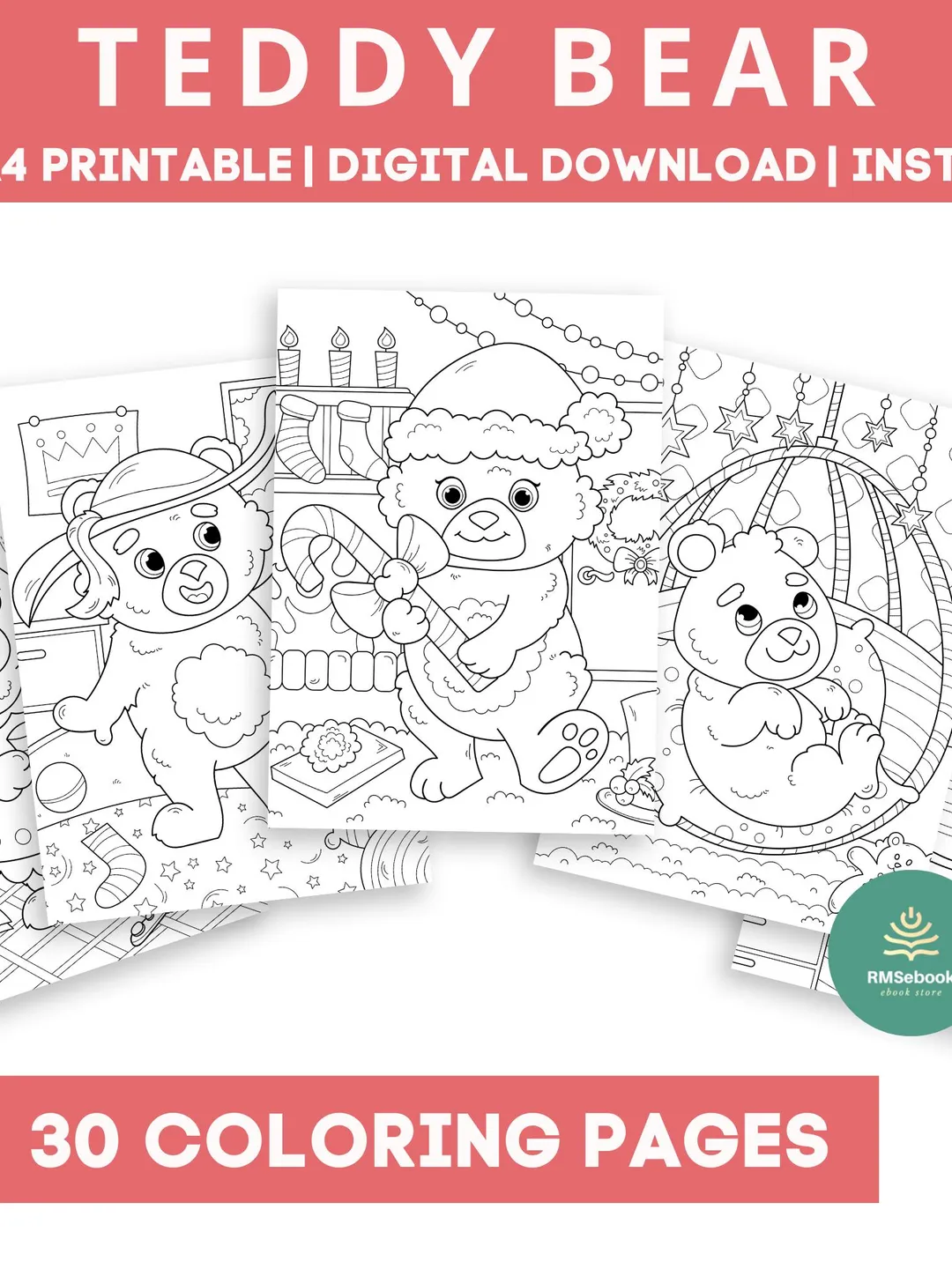 Teddy Bear Coloring Book | Easy Kawaii Bear Pages for Toddlers ...