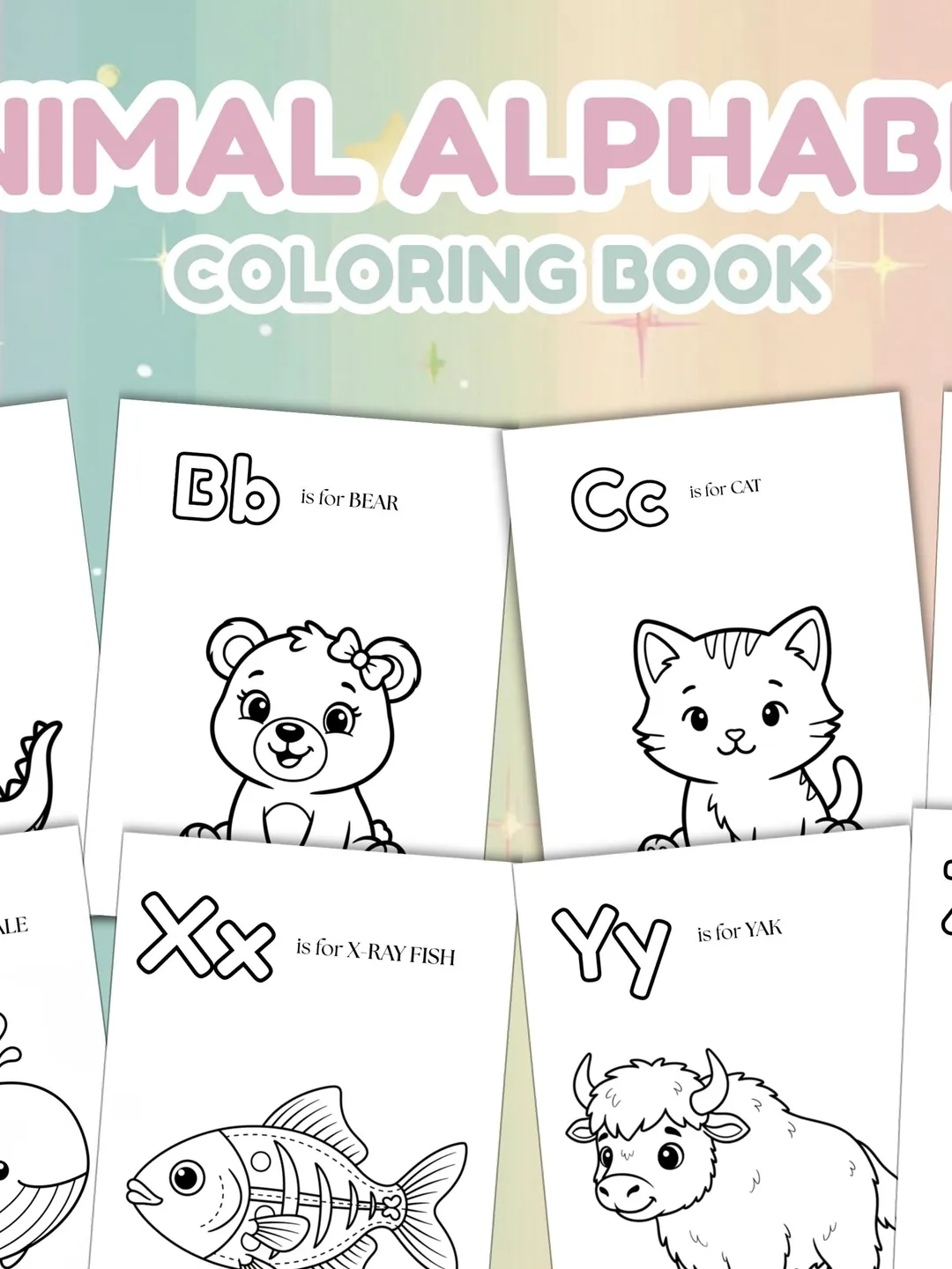 Baby Alphabet Coloring Book A-Z Printable, Toddler ABC Pages, Preschool ...