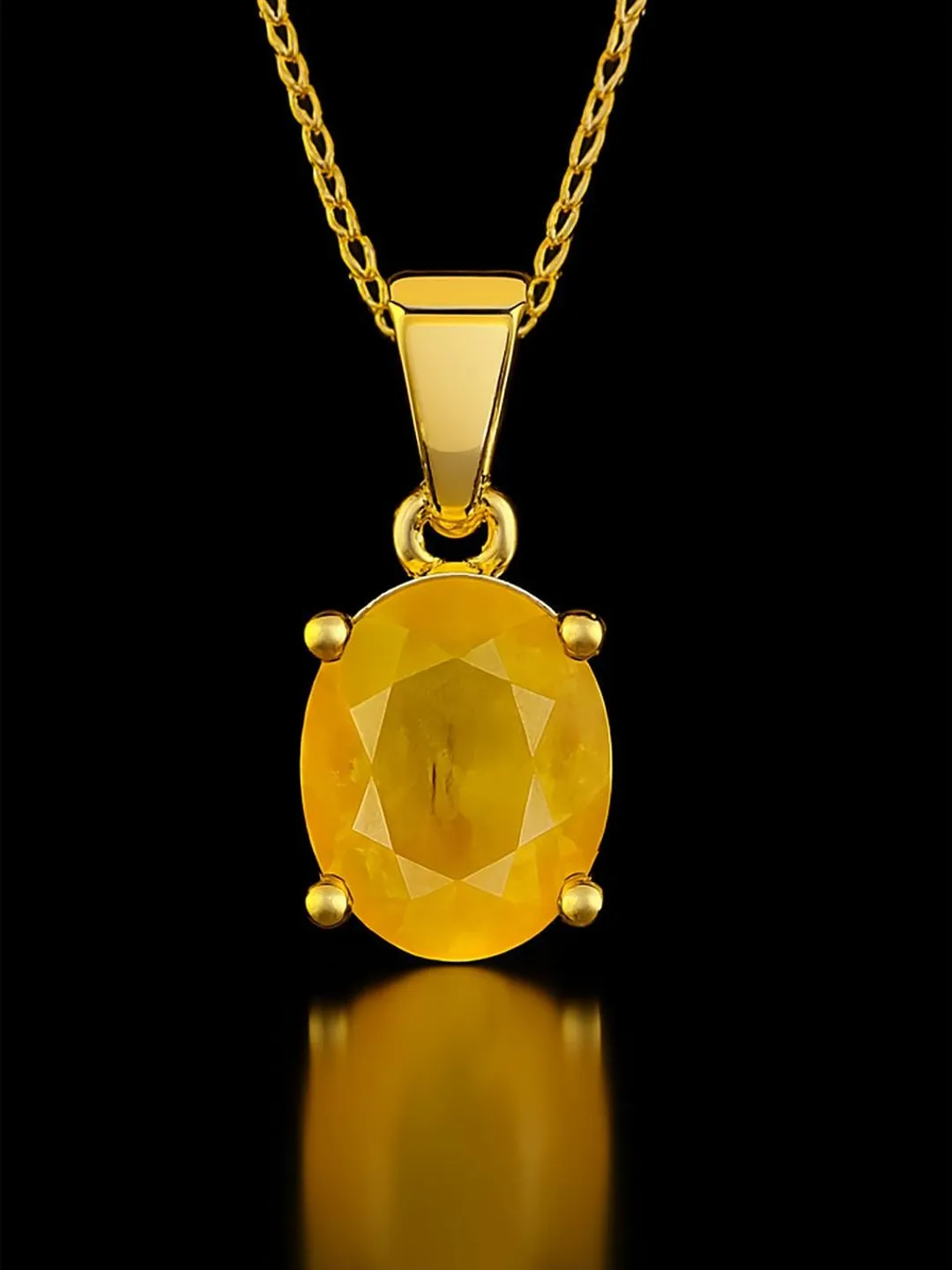 Bangkok Yellow Sapphire Pendant: 925 Sterling Silver, Gold Finish