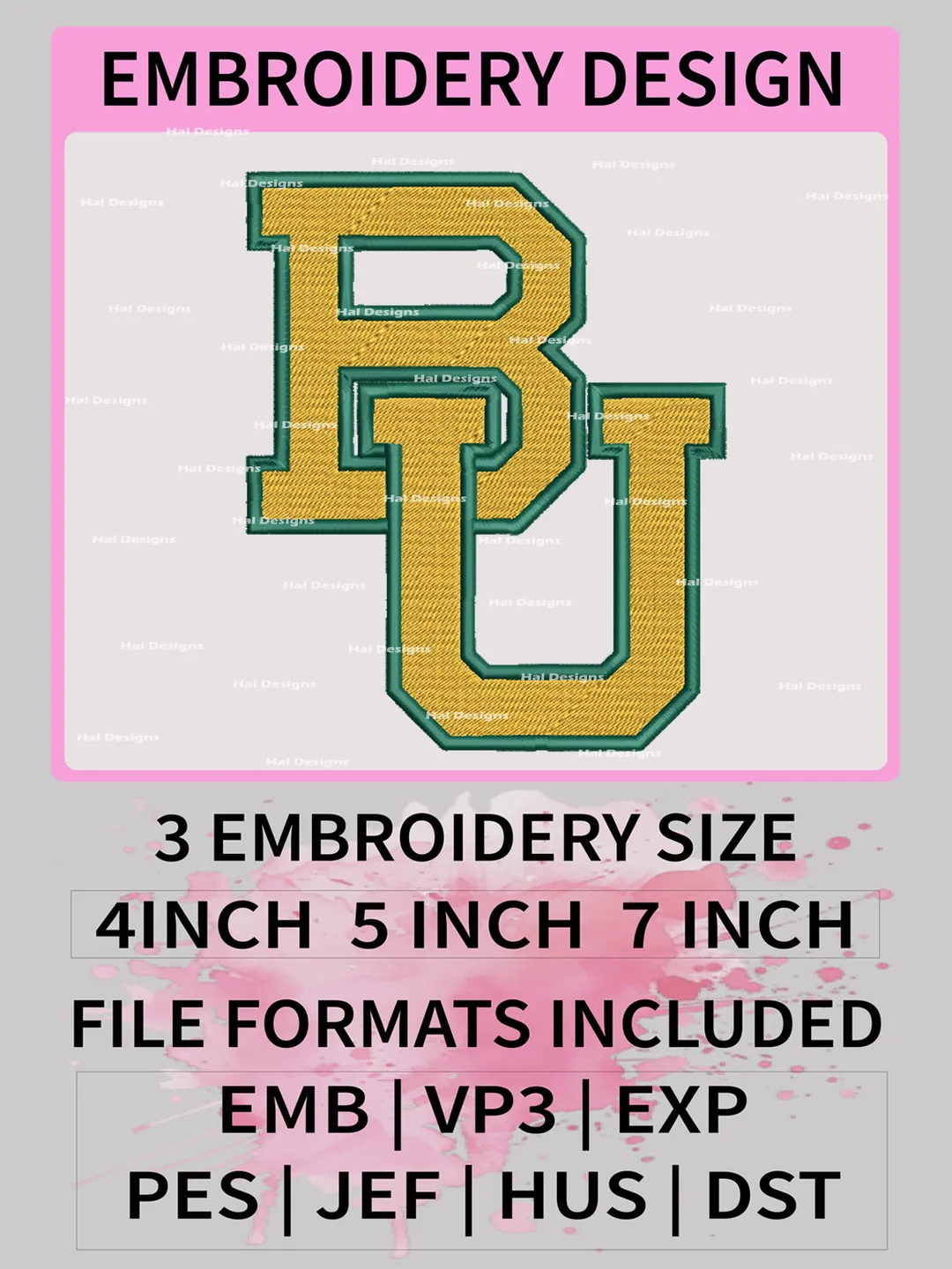 NCAA Baylor Bears Embroidery File, 3 Sizes, 6 Formats, NCAA Machine ...