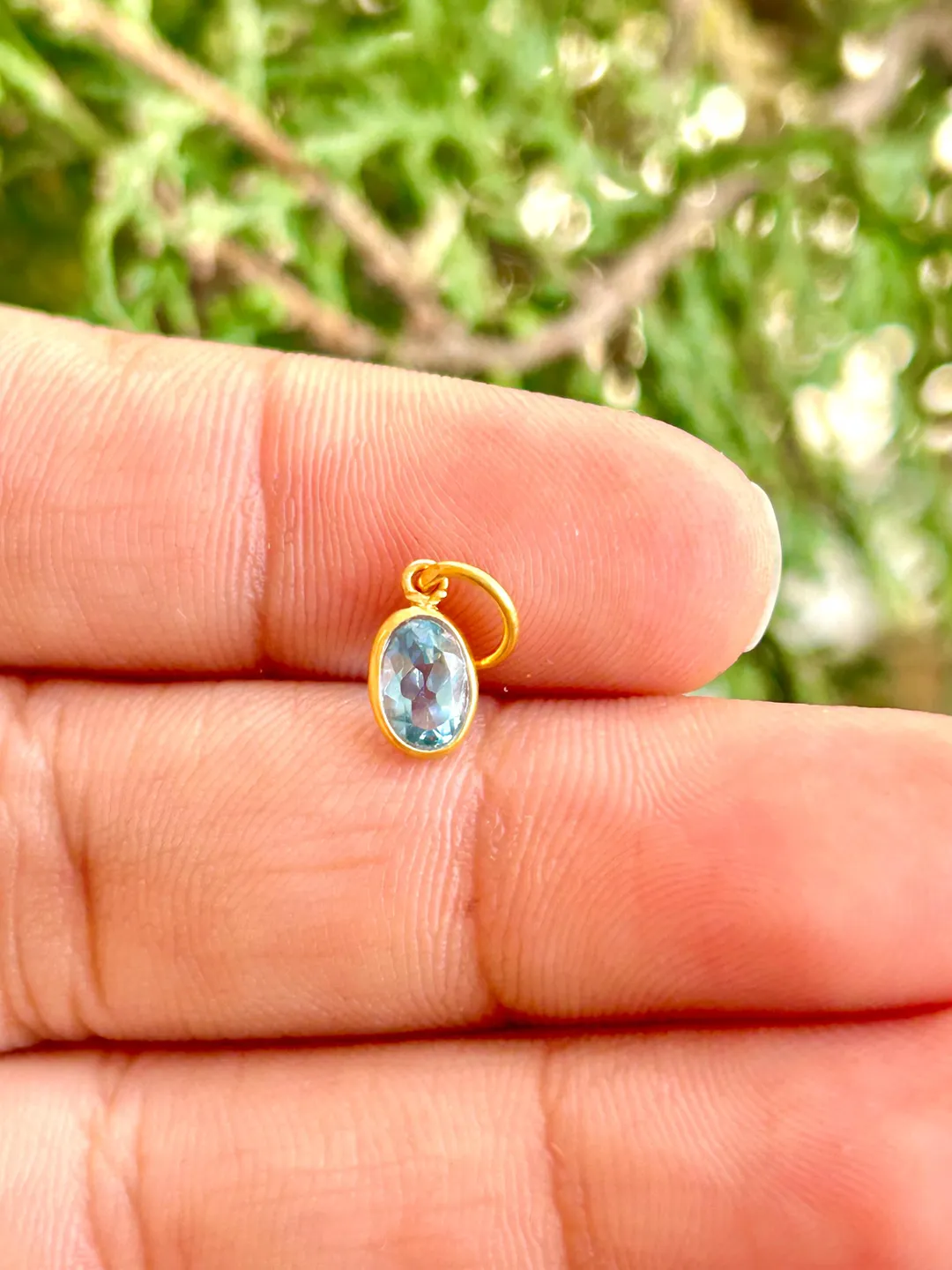 Natural Blue Topaz Oval Pendant 4x6mm, December Birthstone Charm, 925 ...