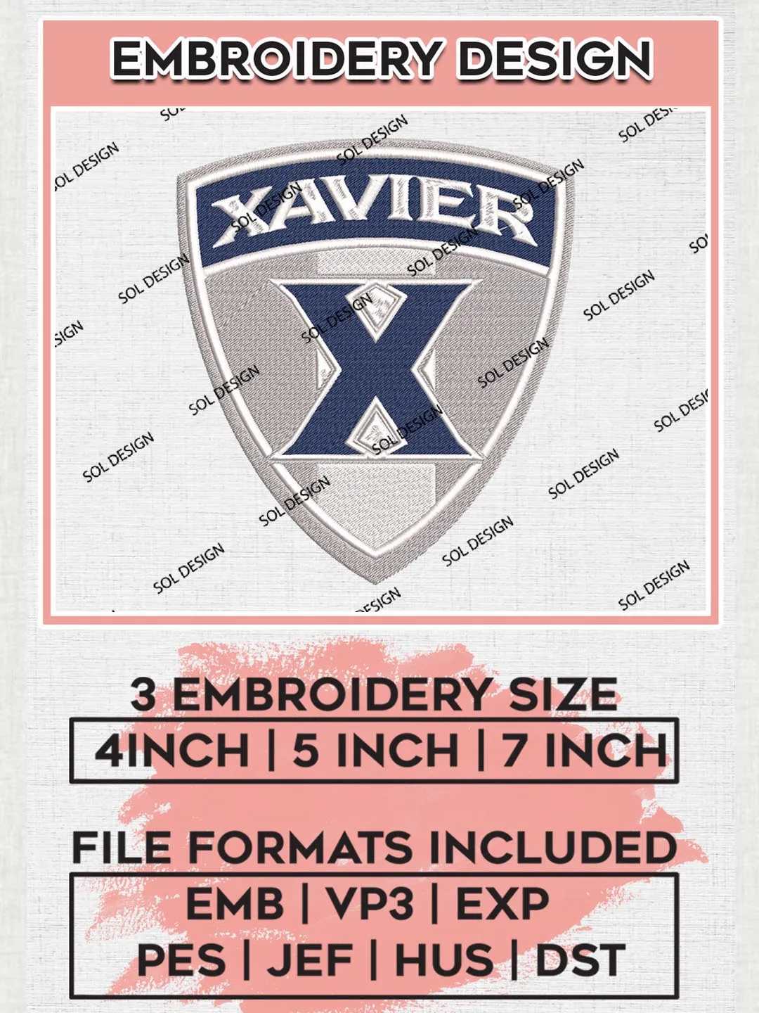 NCAA Xavier Team X Logo Machine Embroidery Design, NCAA Xavier ...