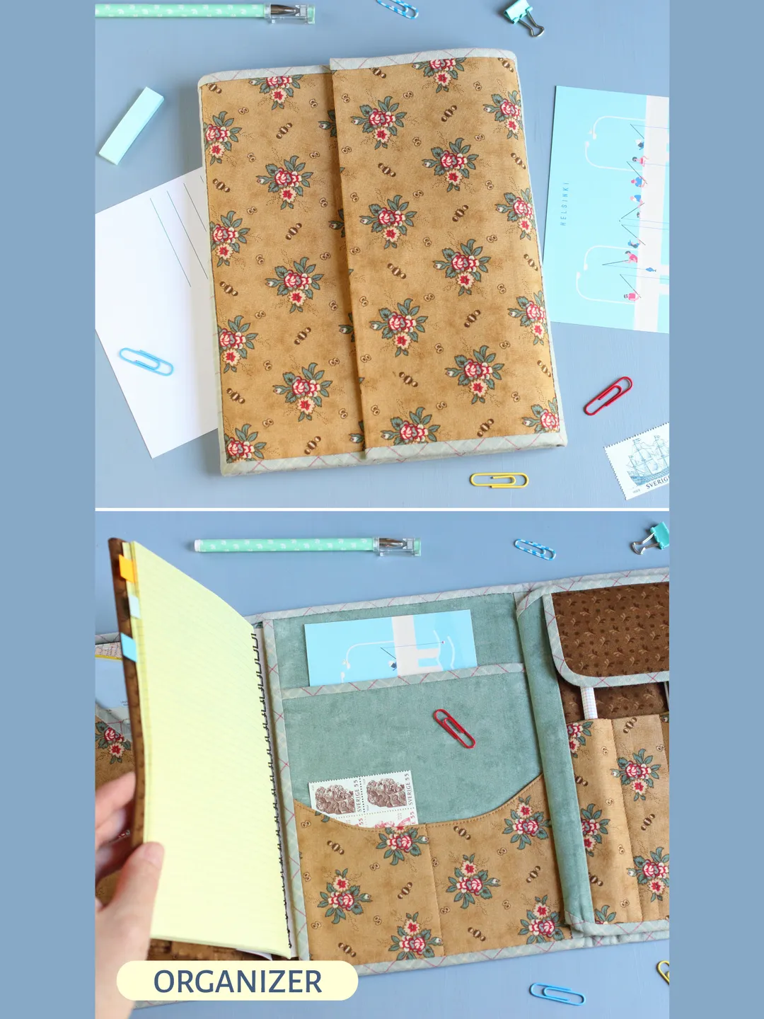PDF Travel Organizer - Notebook (Book, Journal, Diary) Cover Sewing Pattern