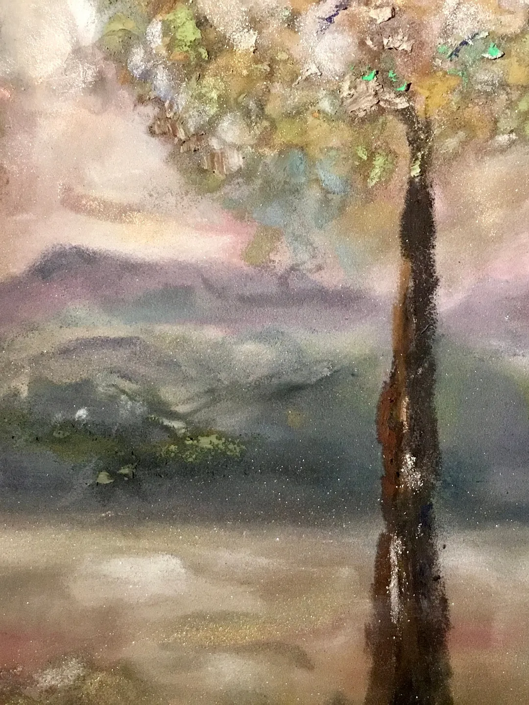 Golden trees original mix media pastel painting, pan pastel,soft pastel ...