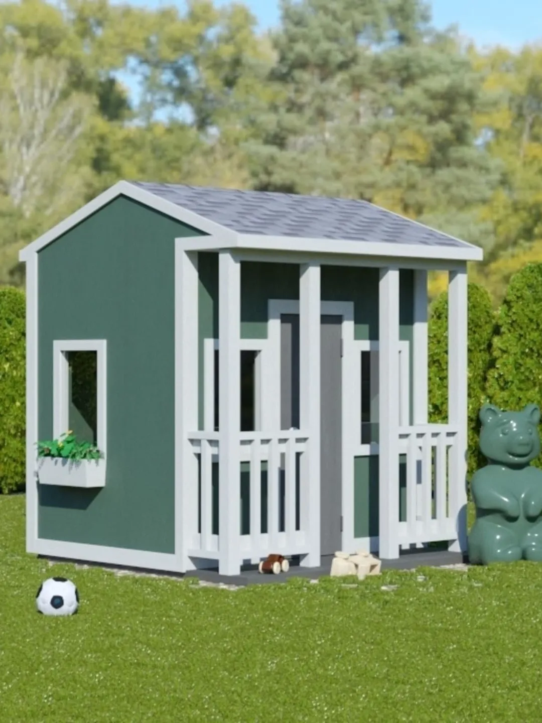 8x8 Kids Outdoor Playhouse Plans: DIY Wood Shelter (PDF)