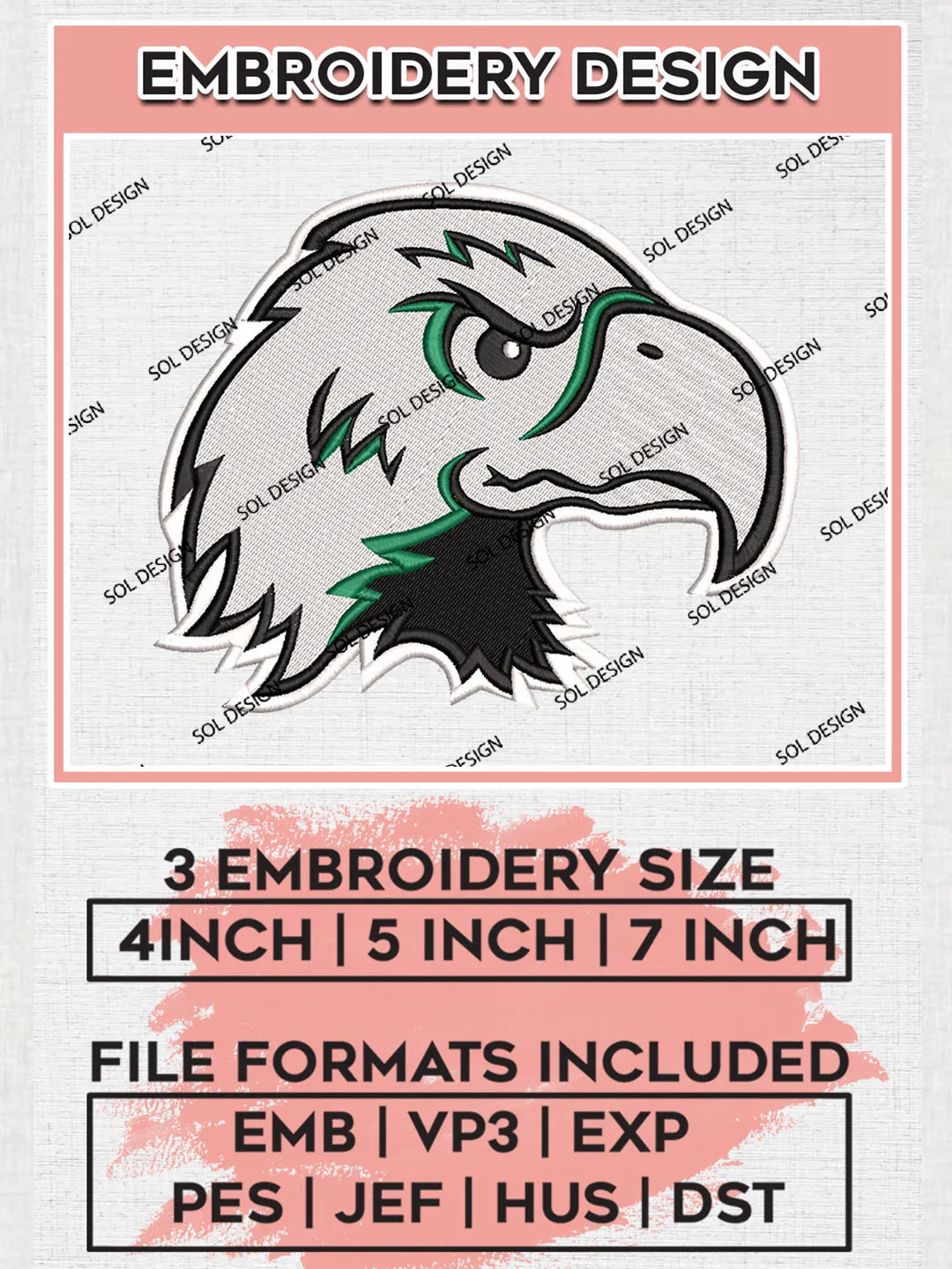 Eastern Michigan Eagles Embroidery Designs, NCAA Logo Embroidery Files ...