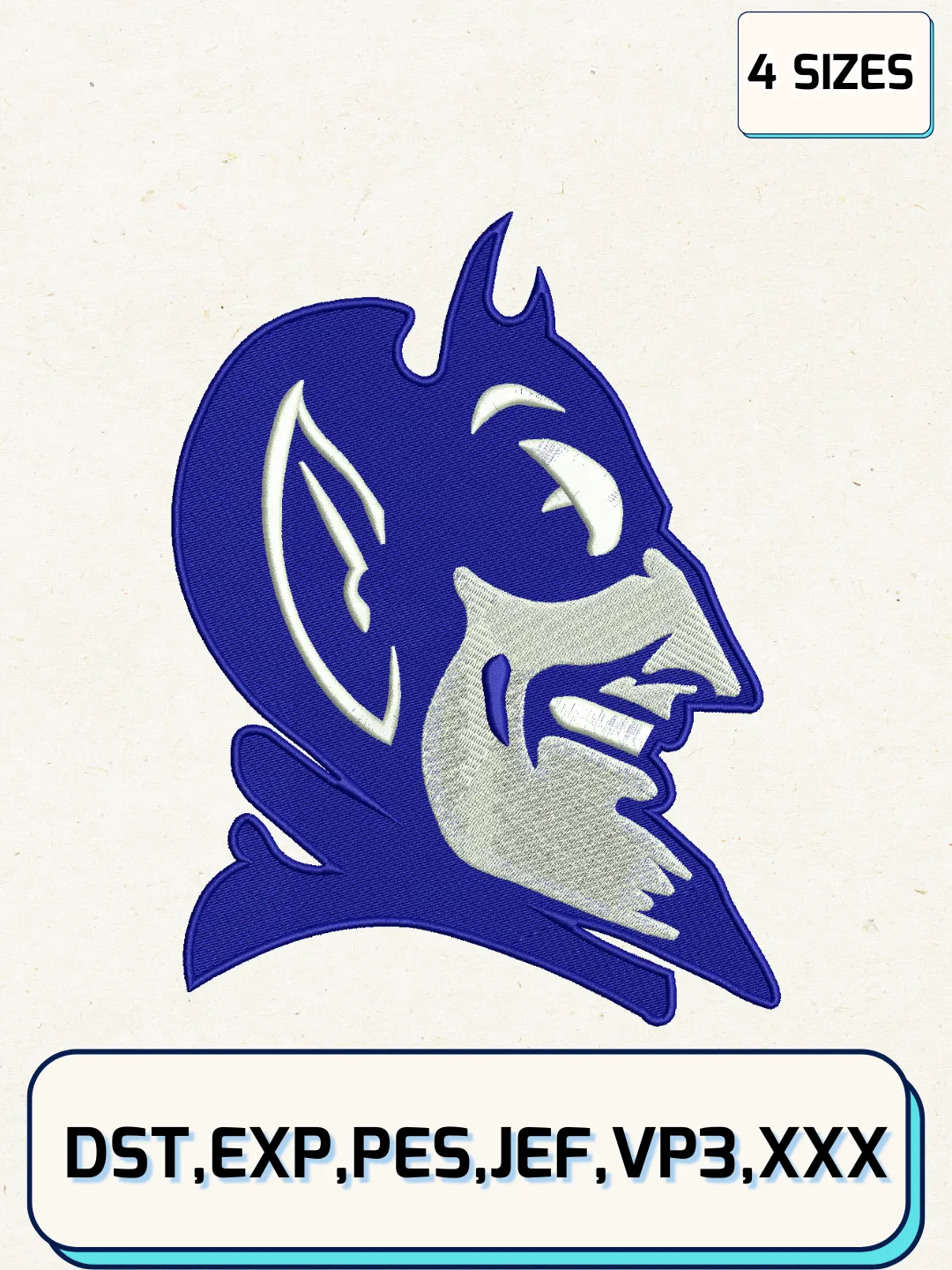 Duke Blue Devils Mascot Embroidery Design Files, NCAA Logos Embroidery ...