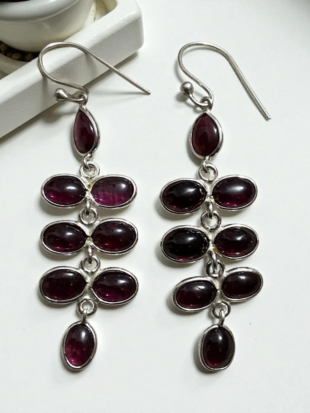 Amethyst Drop Earrings: Sterling Silver Dangle, Chain Earring, Handmade