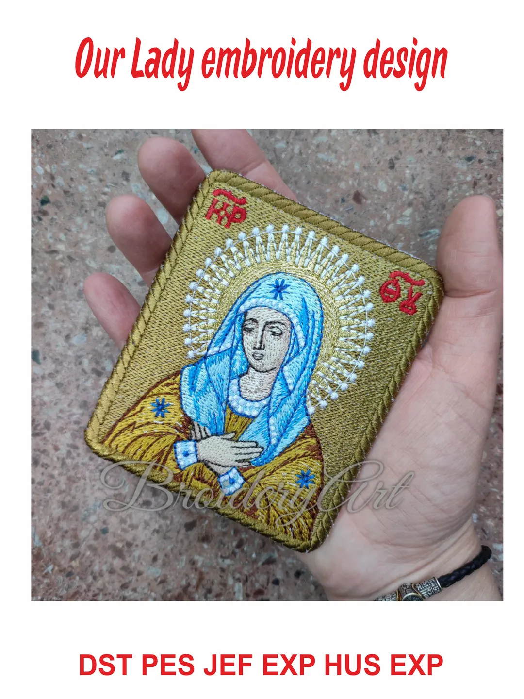 Our Lady embroidery design