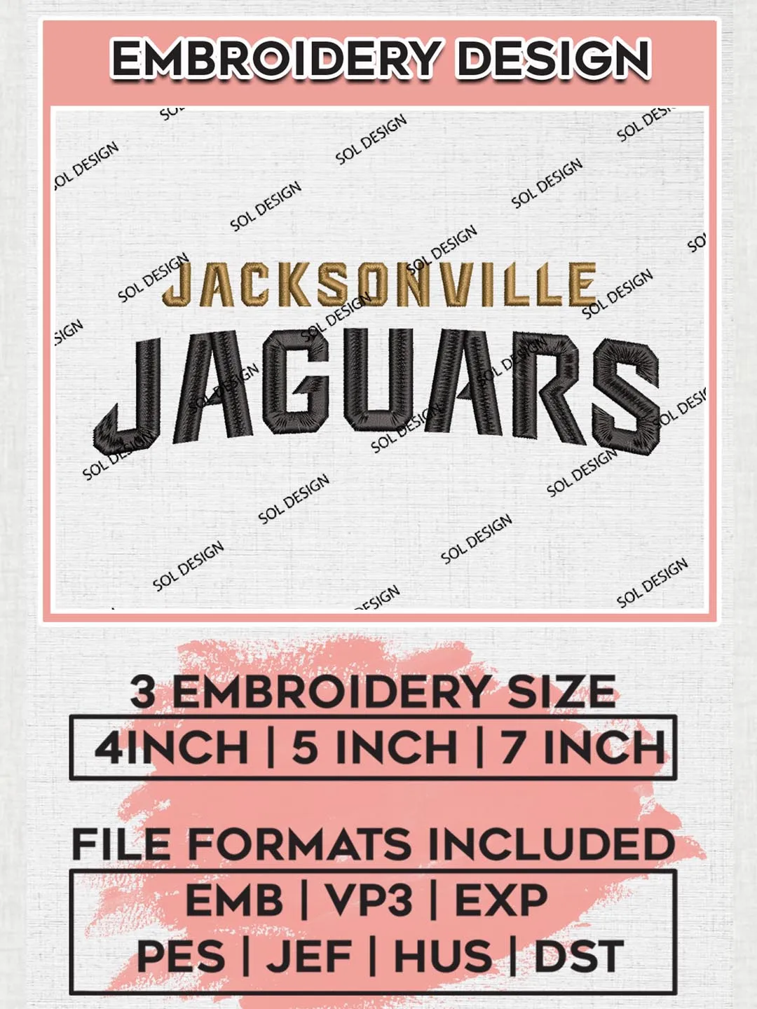 Jacksonville Jaguars Wordmark Embroidery Designs, NFL Jaguars, NFL ...
