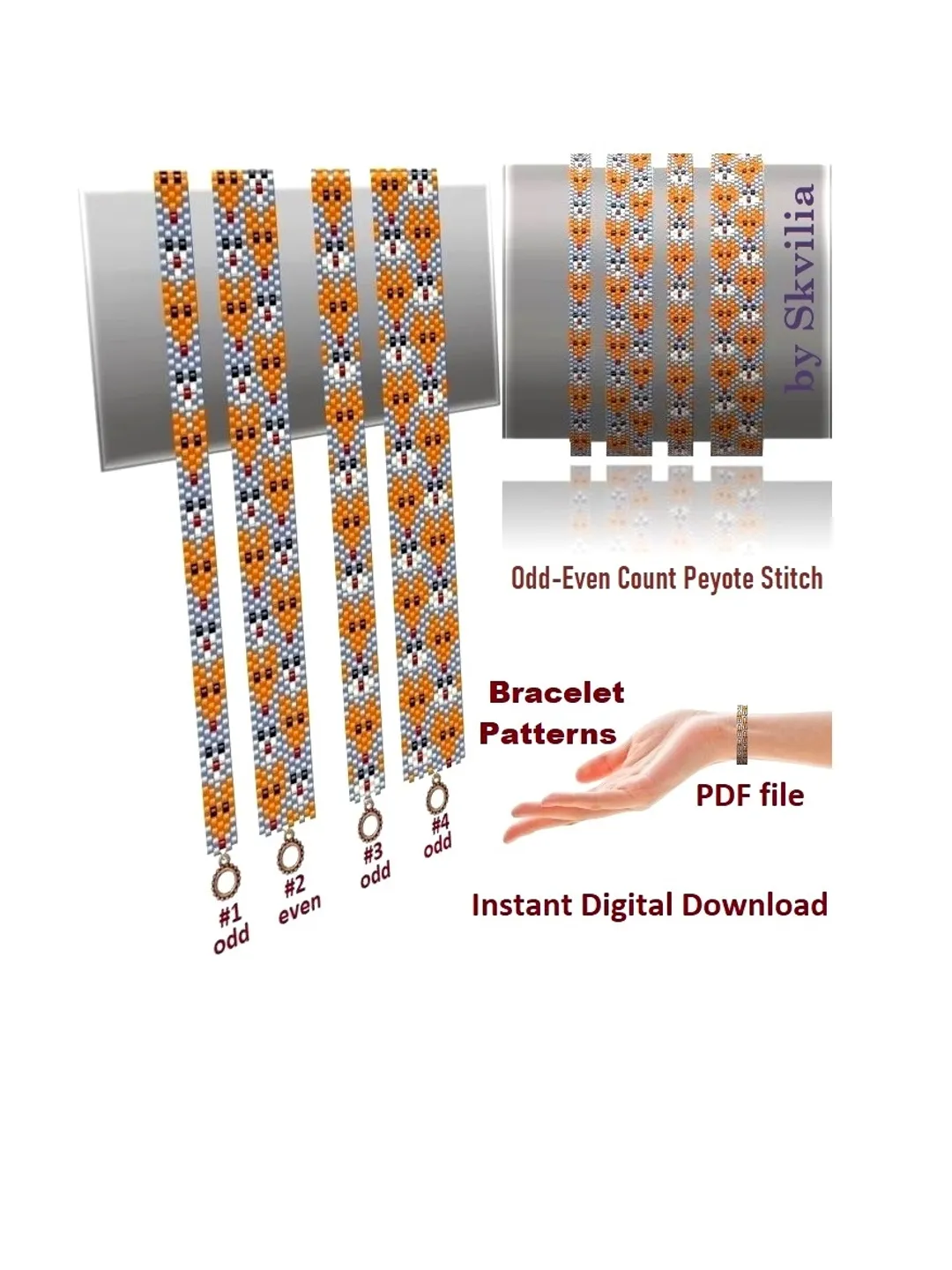 Flat Even & Odd Count Peyote Stitch Beading Patterns «Fox and Rabbit ...