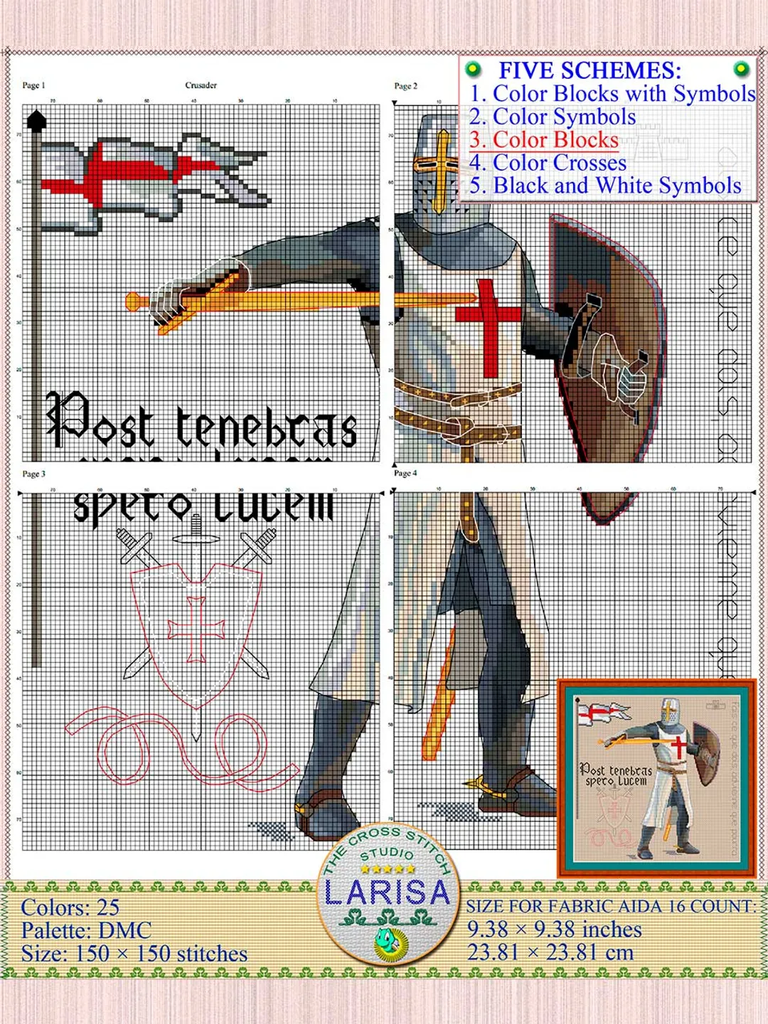 Knight Cross Stitch Pattern | Crusader | Medieval Knight
