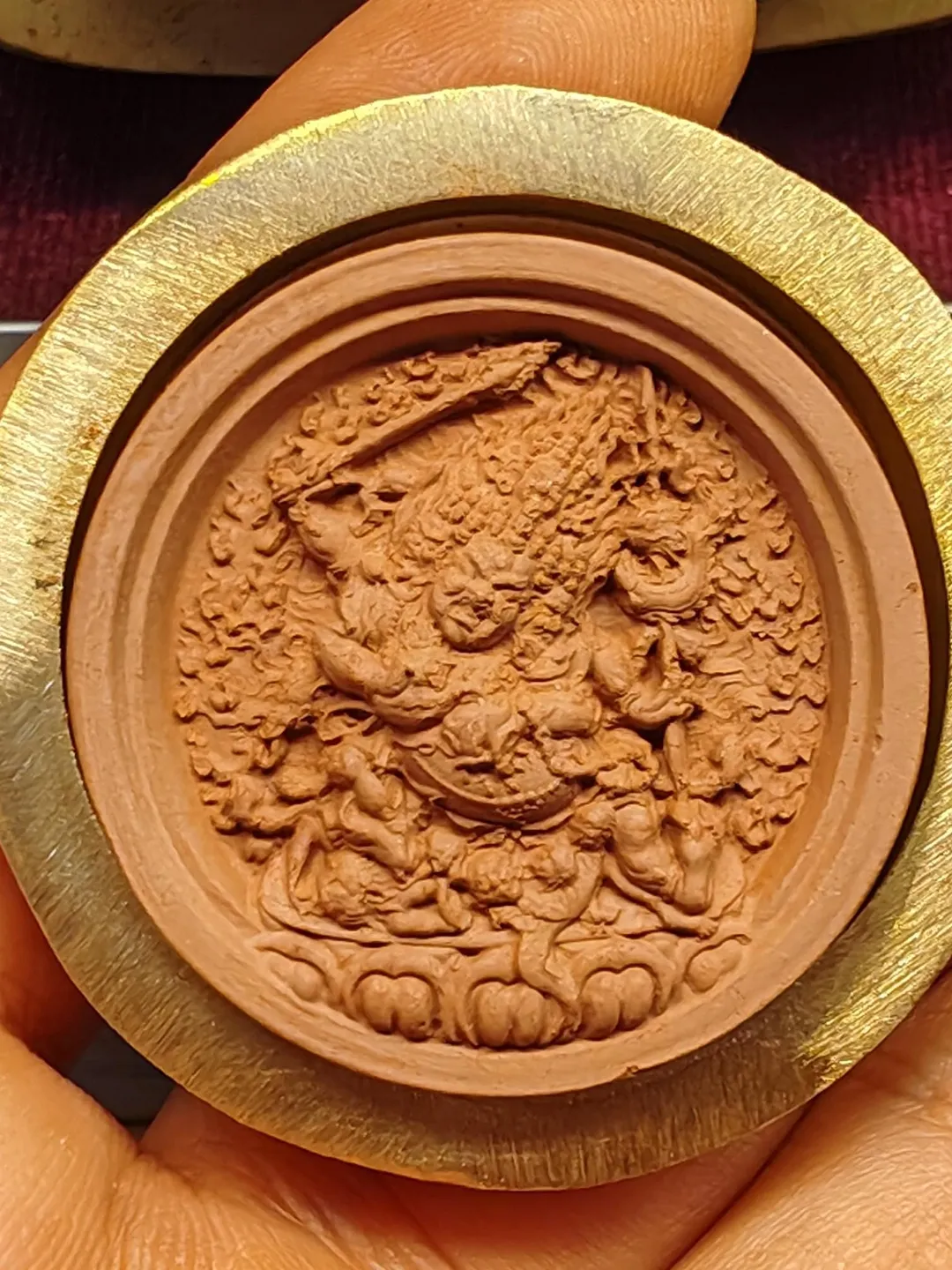 3 Faced 6 Armed Mahakala Tsa Tsa Mold - Round Shape 3.5cm : Tibetan ...