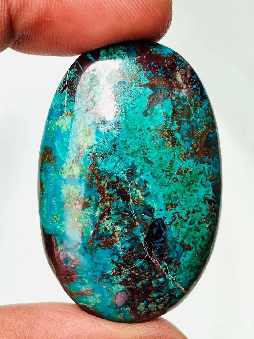 Natural Chrysocolla Gemstone Cabochon - 87 Carat, 46mm