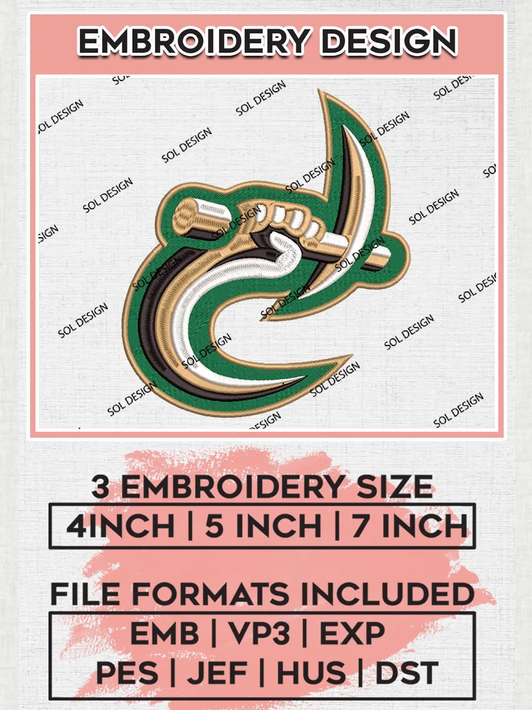 Charlotte 49ers Embroidery Design Files, NCAA Charlotte 49ers Team ...