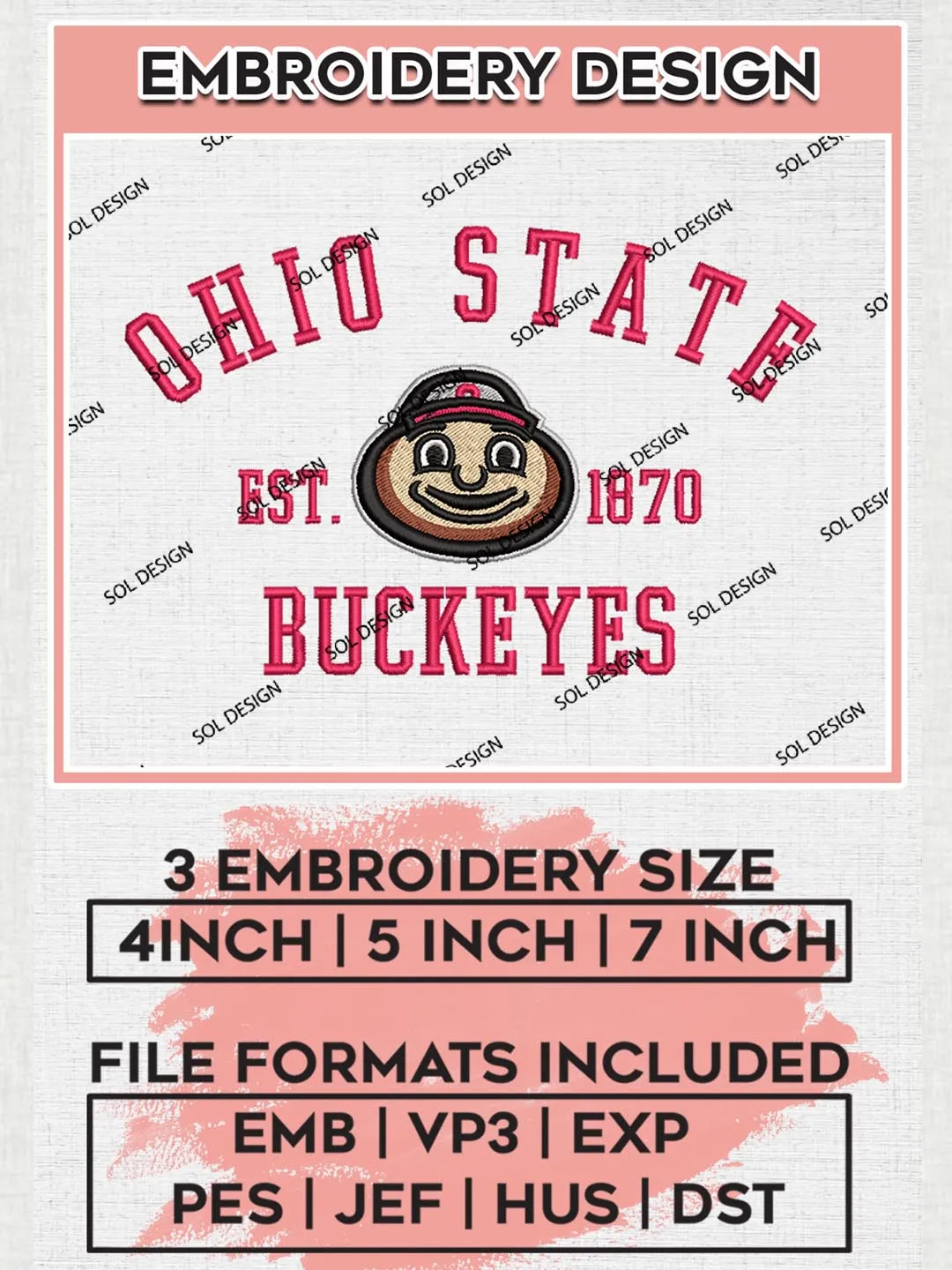 Ohio State Buckeyes Est 1870 Embroidery Designs, NCAA Ohio State ...
