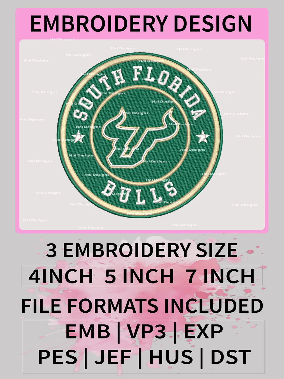 South Florida Bulls Embroidery Files, NCAA Logo Embroidery Designs ...