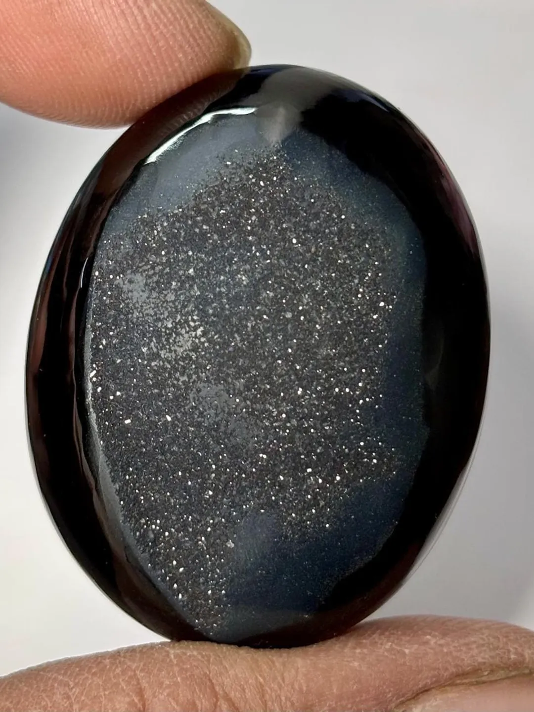 Natural black onix window Suzi cabochonGemston Hendmend Cebochon