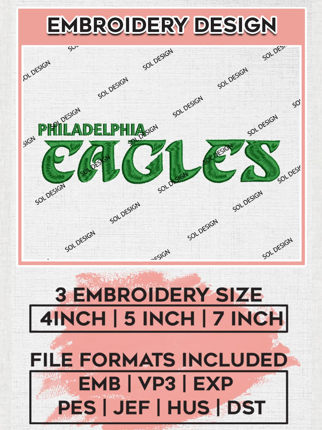 NFL Philadelphia Eagles Wordmark Machine Embroidery Design Files, NFL ...