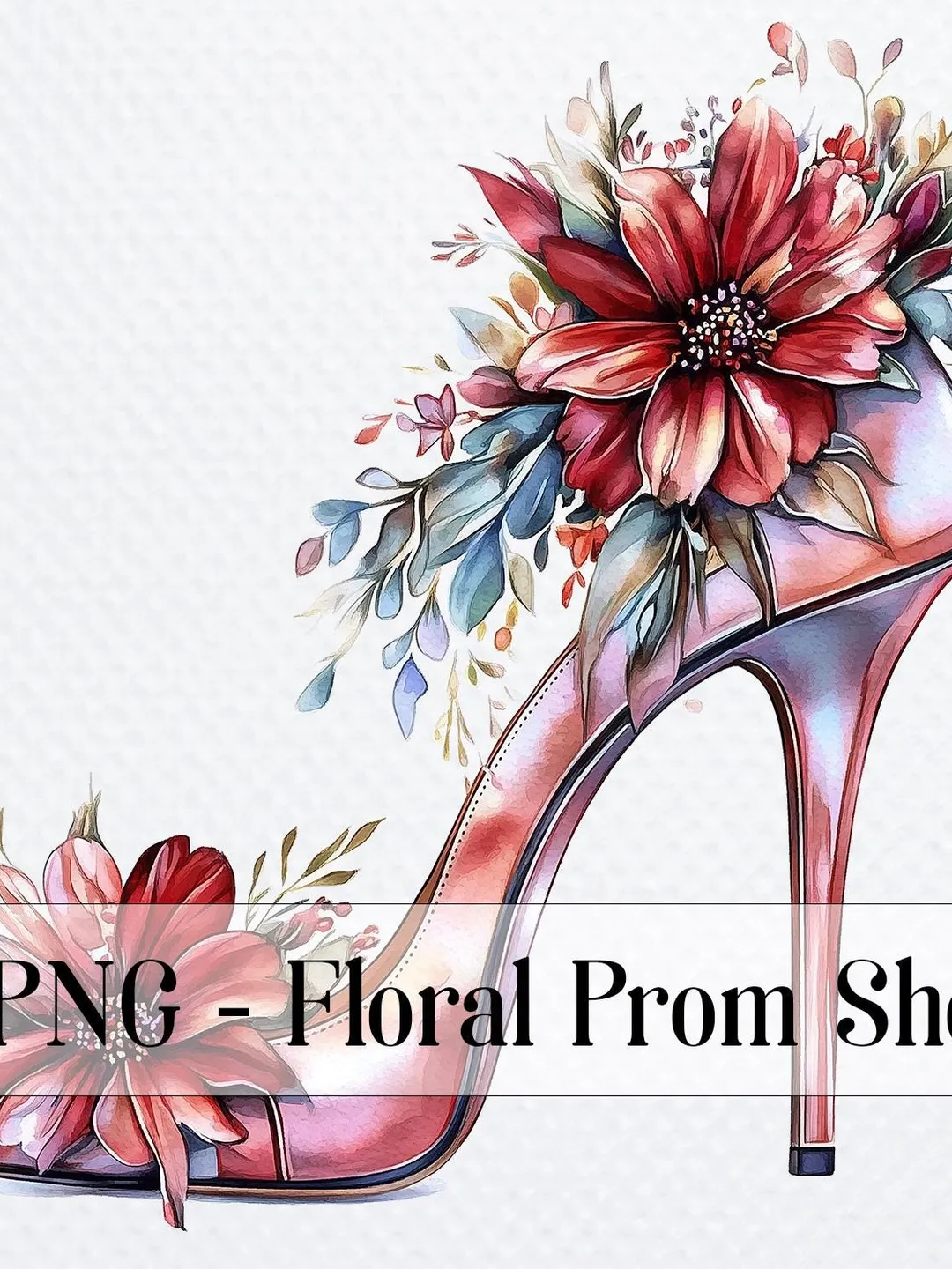 12 Floral Prom Shoes PNG Bundle, Printable Watercolor sublimation, High ...