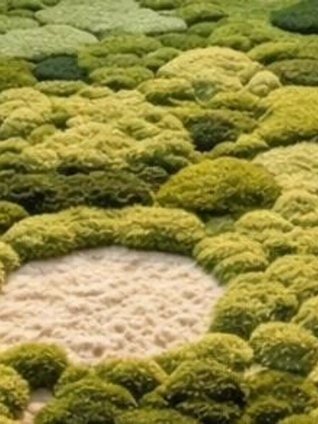 Green Moss Round Rug Handmade Wool Modern Organic Living Room Carpet