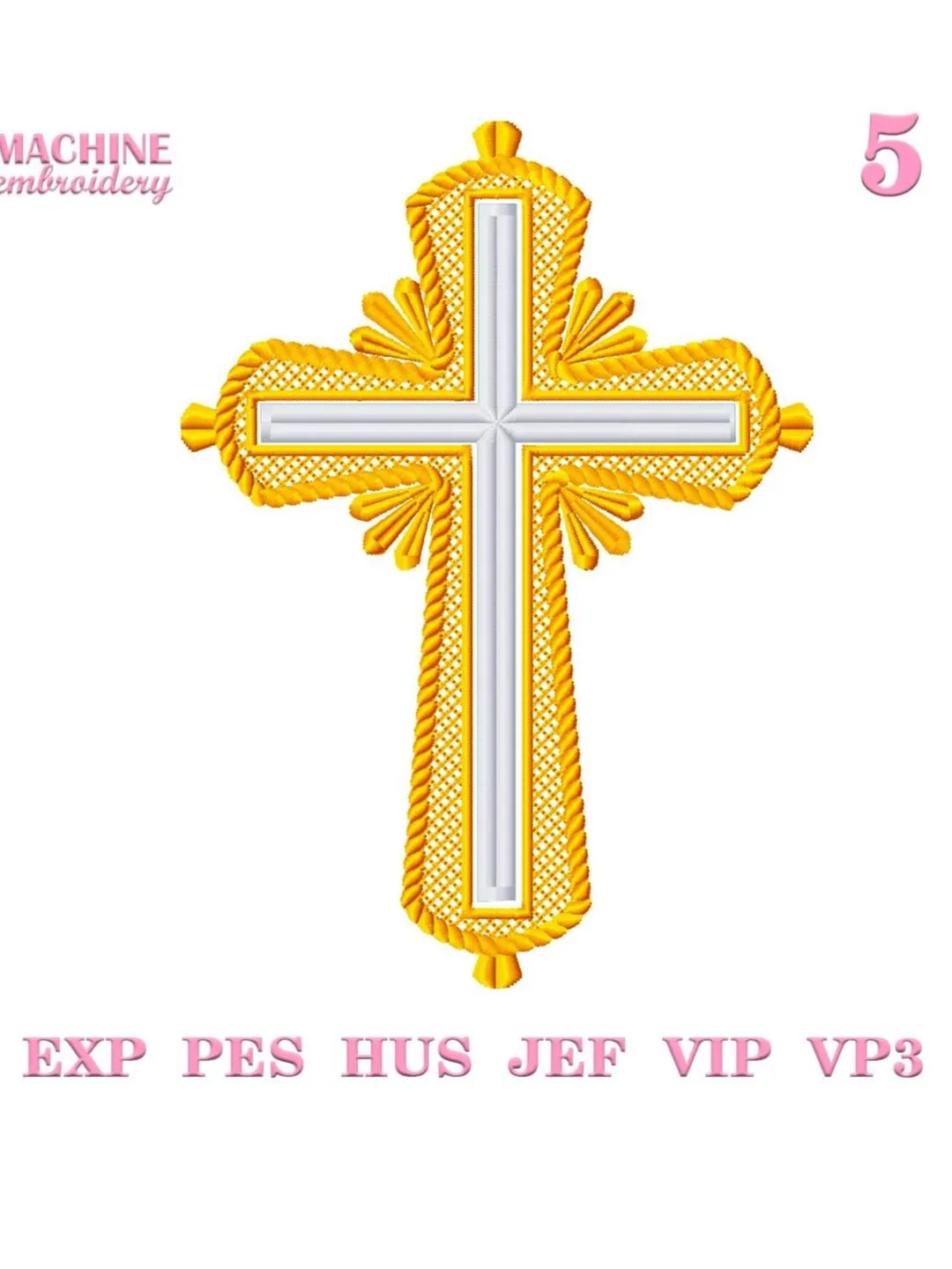 Religious cross embroidery design Machine embroidery pattern 5 sizes ...