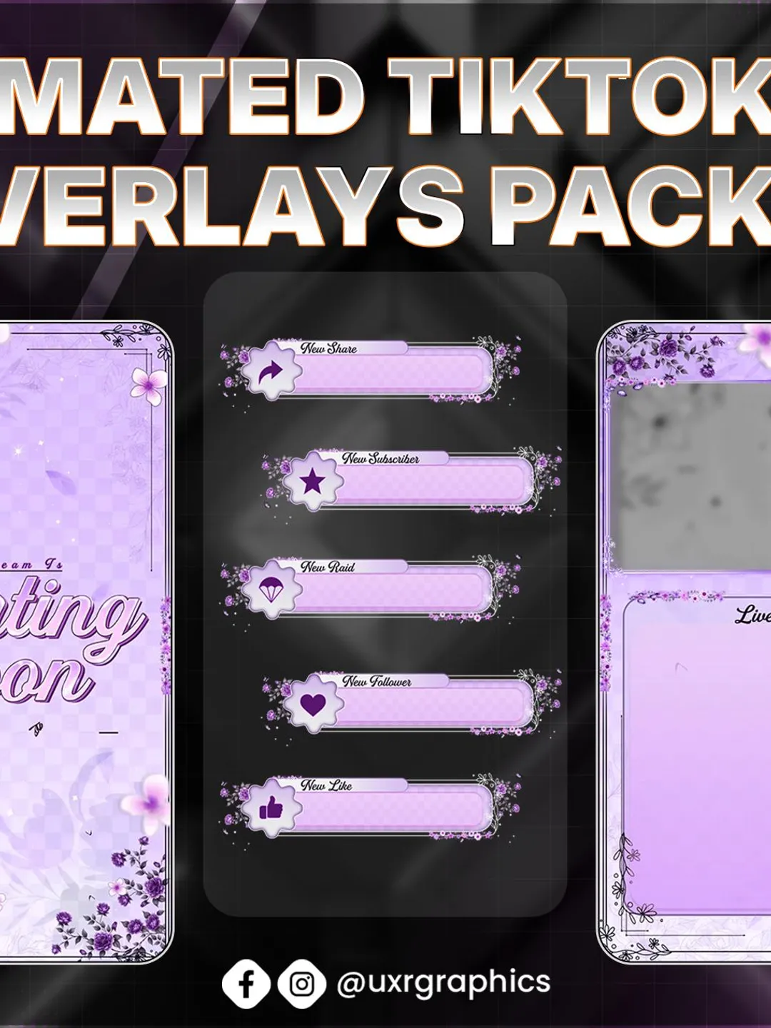 Floral Animated TikTok Overlay Pack | Cozy Stream Layout (Digital Download)