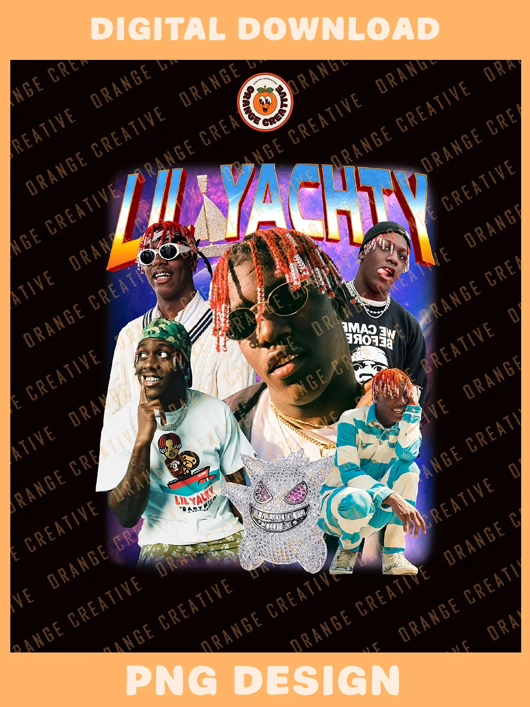 Vintage Lil Yatchy Rapper Bootleg T-shirt PNG, 90s Bootleg Template ...