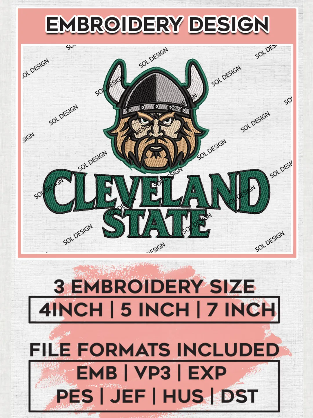 Cleveland State NCAA Team Logo embroidery designs, NCAA Cleveland State ...