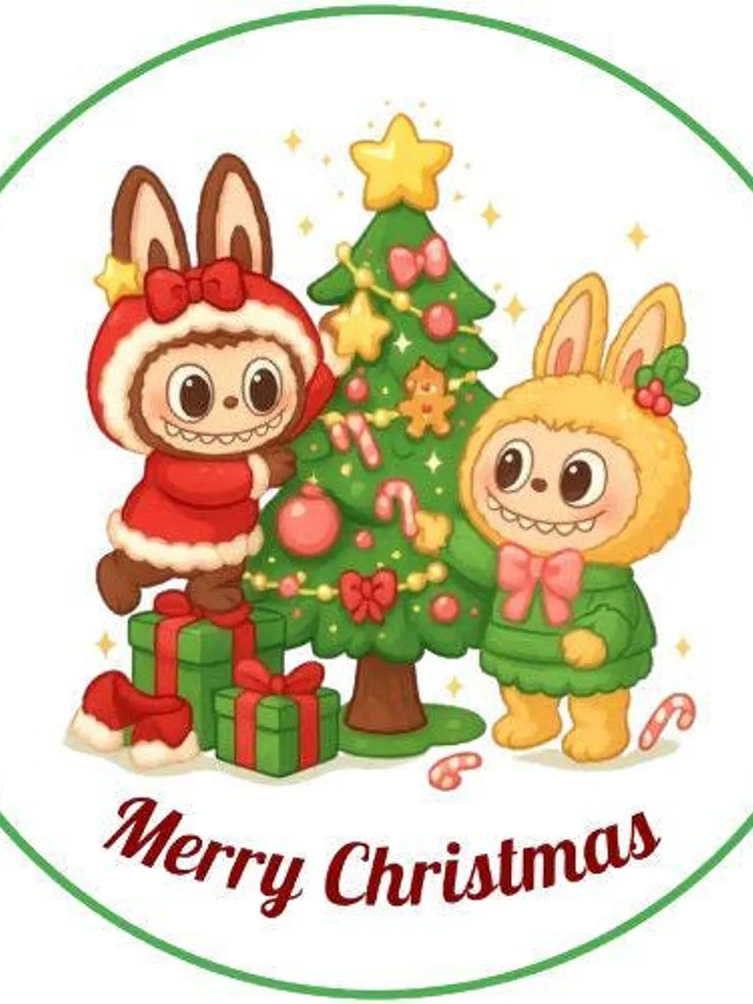 Winter Labubu SVG PNG, Pink Bunny Labubu Christmas Clipart