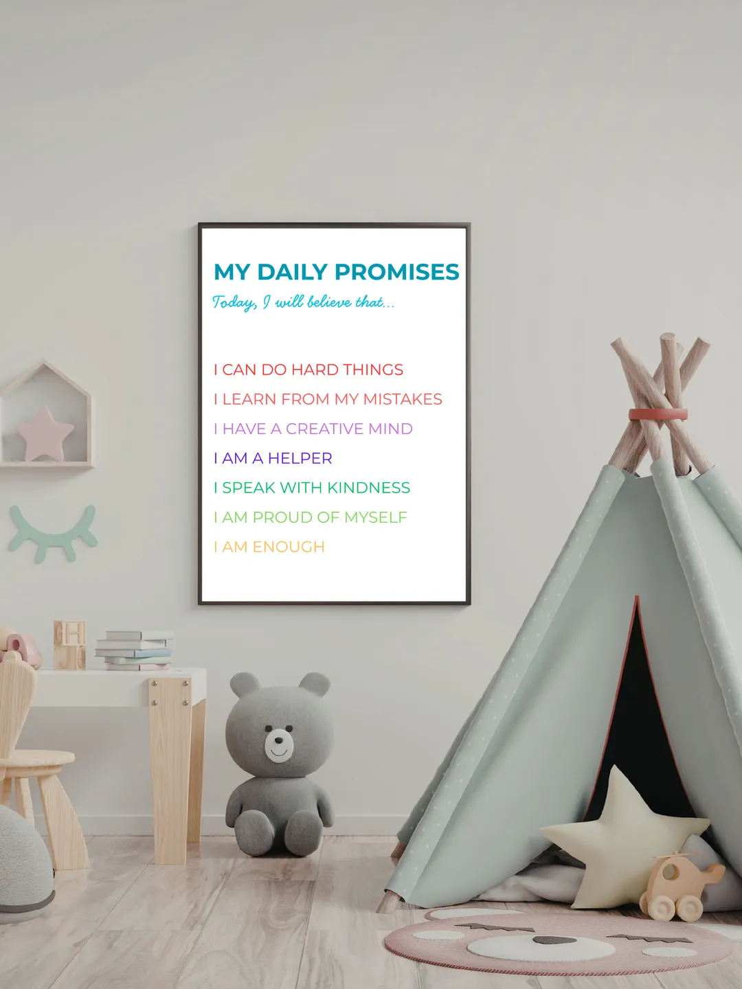 Kids Affirmations Wall Art Set of 3, Boho Nursery Decor, Positive ...