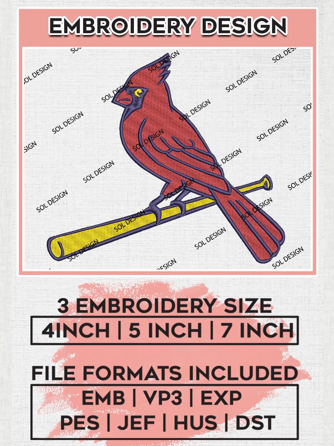 St. Louis Cardinals MLB Logo Embroidery Design Files, MLB St. Louis ...