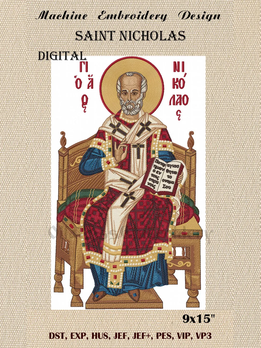 Saint Nicholas embroidery design
