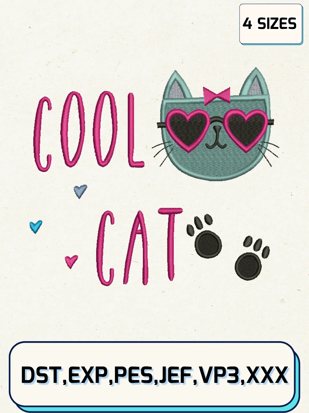 Cool Cat Embroidery Design Files, Animal Logos Embroidery Designs ...