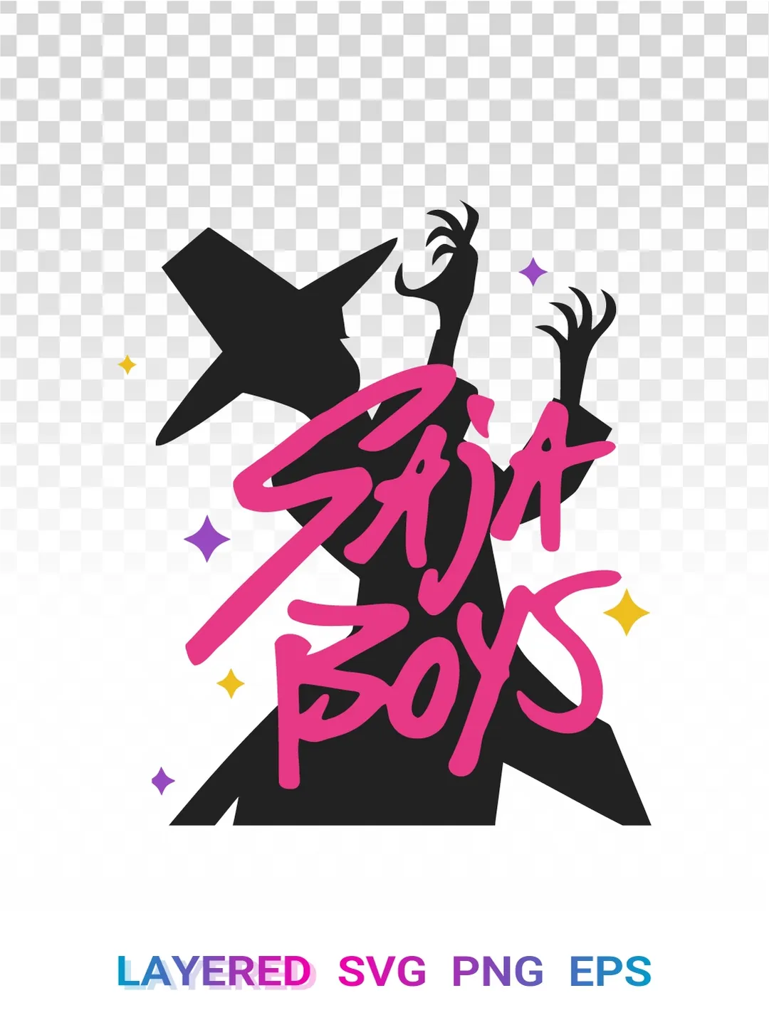 💜 Saja Boys K-pop SVG, Cute Cartoon Anime PNG Kawaii Style