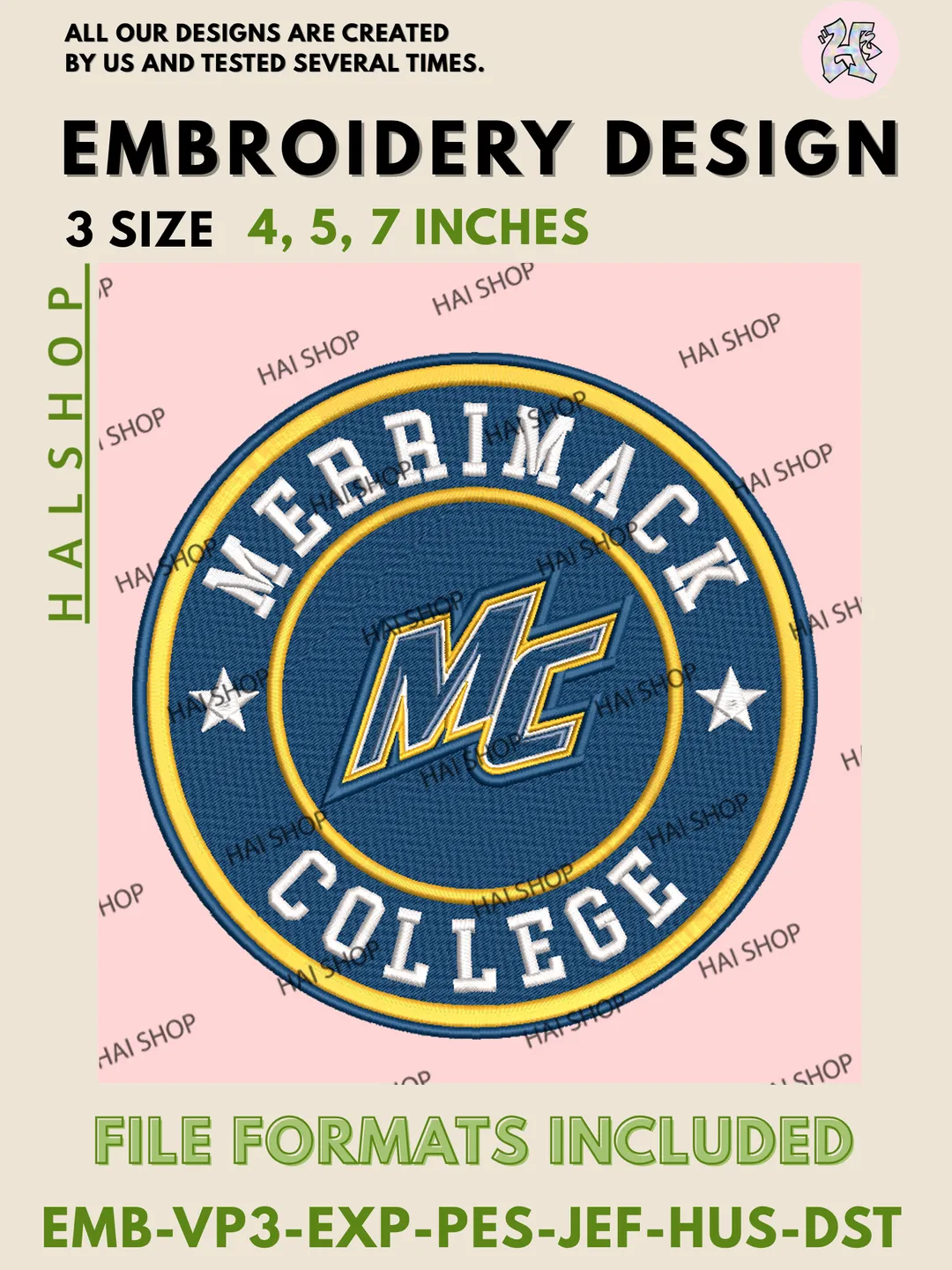NCAA Merrimack Warriors Football Team Head Logo Embroidery, Merrimack ...