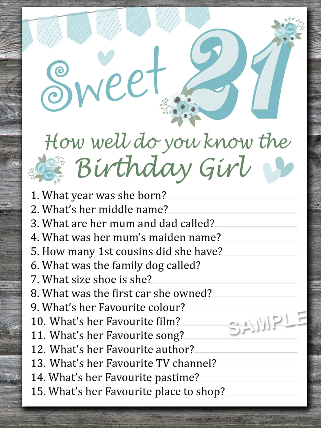 Pin up How well do you know the birthday girl,Adult Birthday party game ...