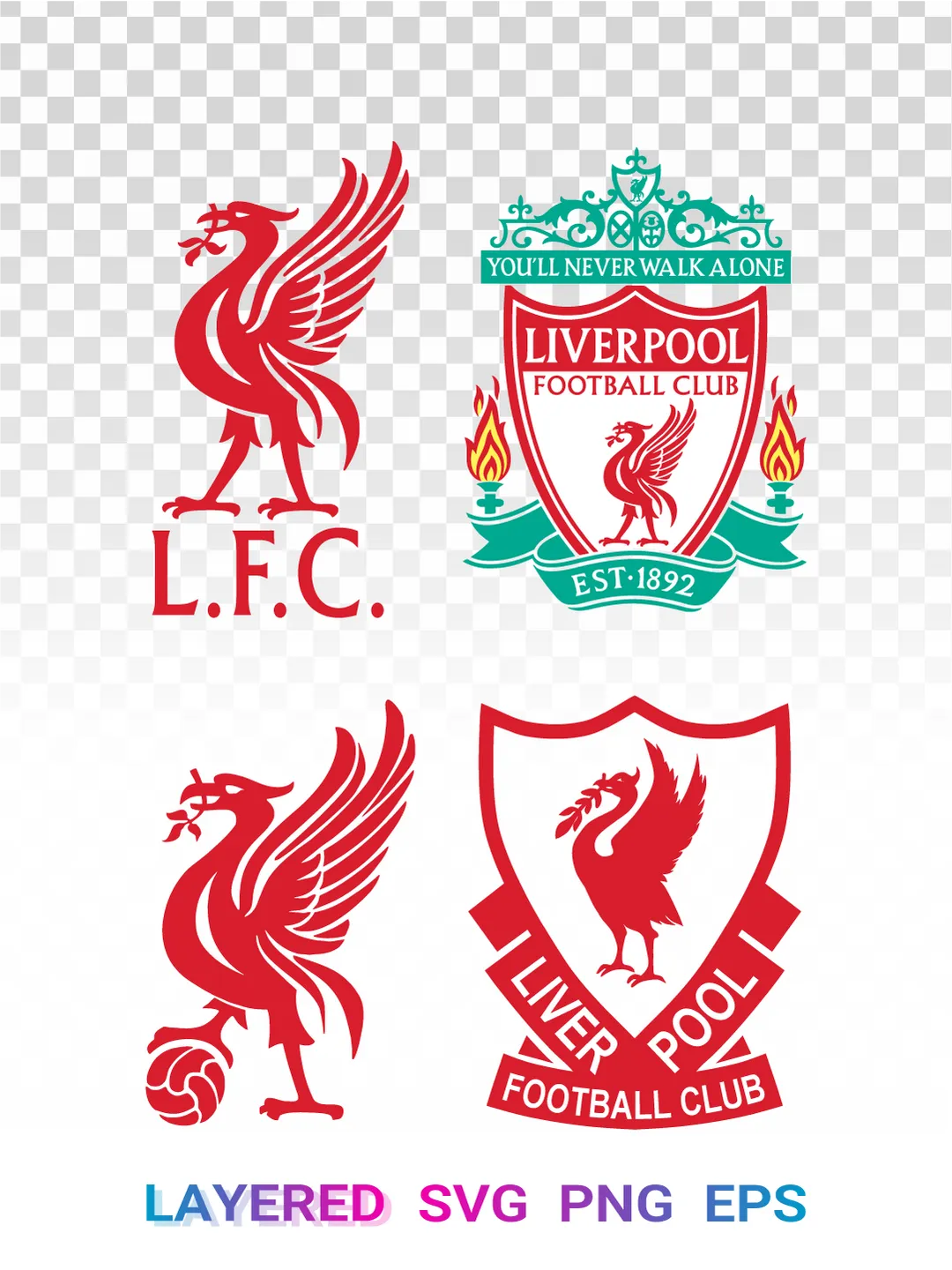 Liverpool FC Logo Bundle SVG - Layered LFC Crest & Liverbird Vector for ...