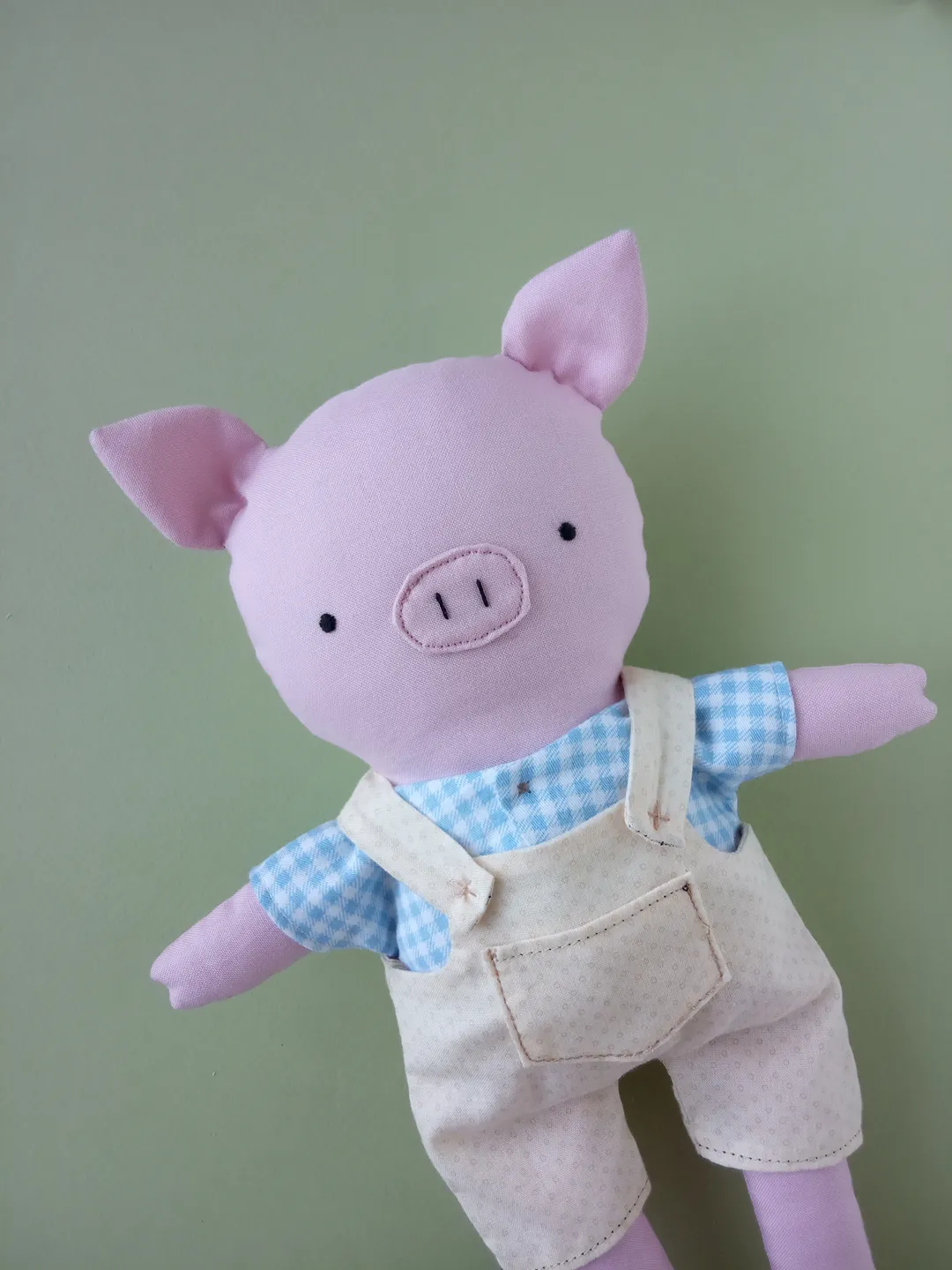 Easy Pig Doll Sewing Pattern PDF with Shirt and Shortalls