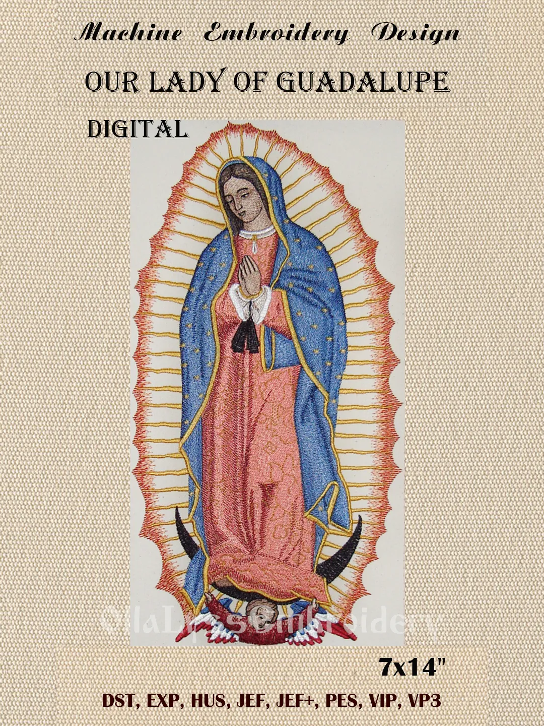 Our Lady Of Guadalupe Patch 6x8 machine embroidery design