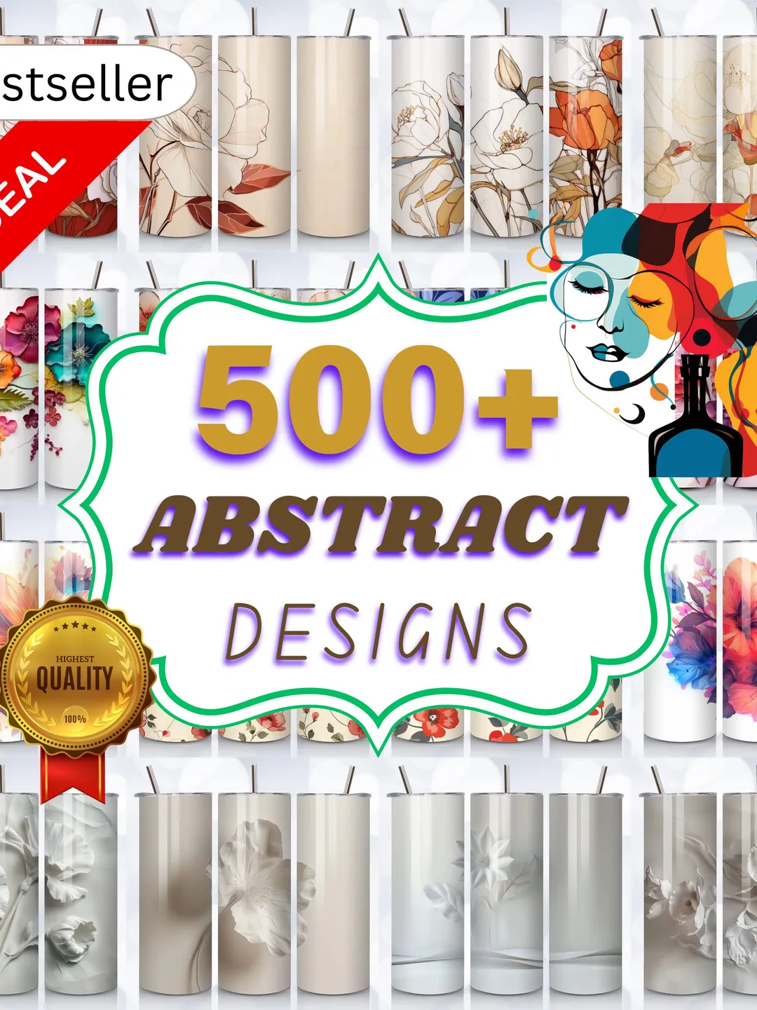 Abstract Tumbler Wraps Bundle: Geometric Sublimation Designs (Digital ...