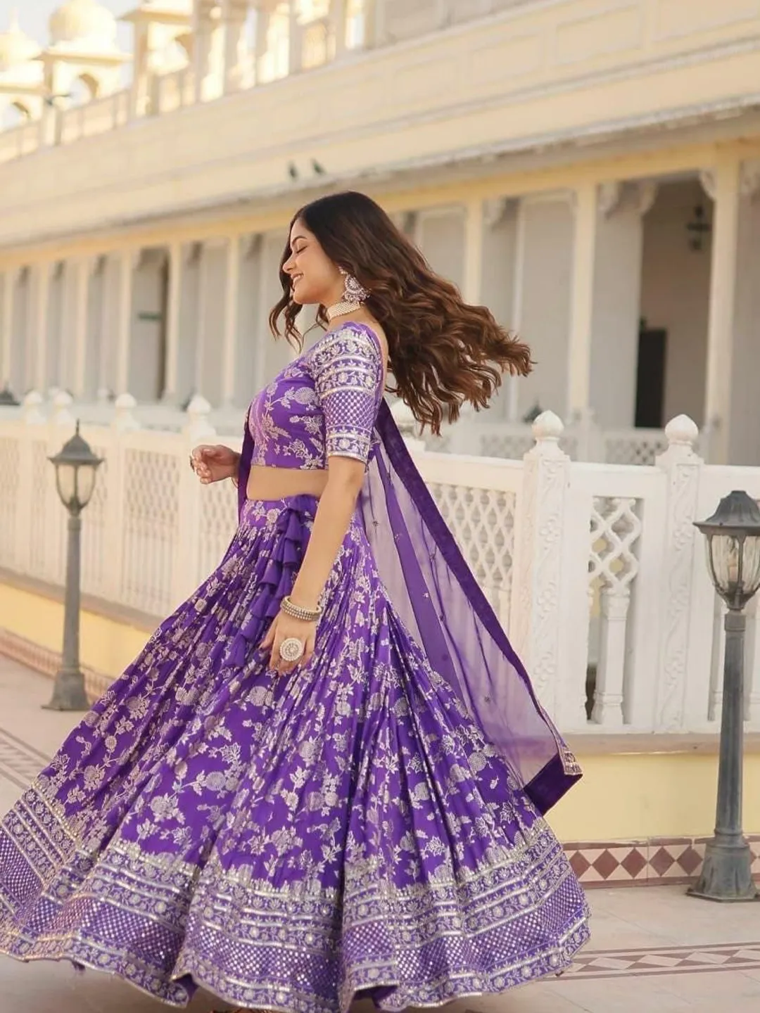 Purple Embroidered Lehenga Choli Set for Women Indian Wedding Party ...