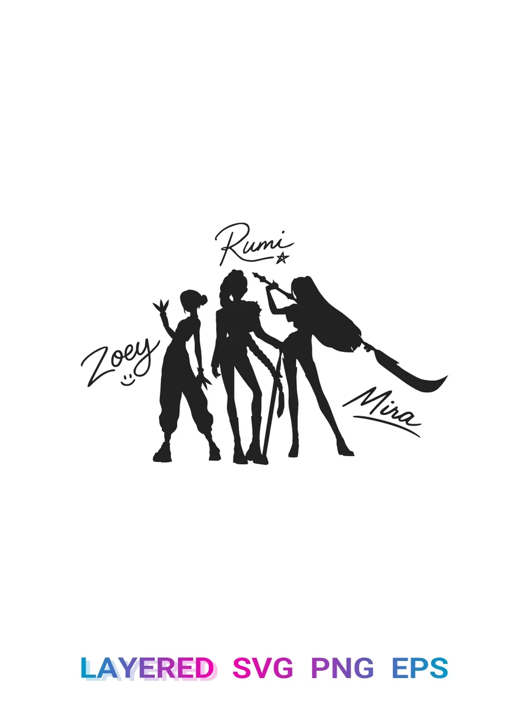 Kpop Band SVG, Rumi Zoey Mira PNG, Girl Group Huntrix 🎤