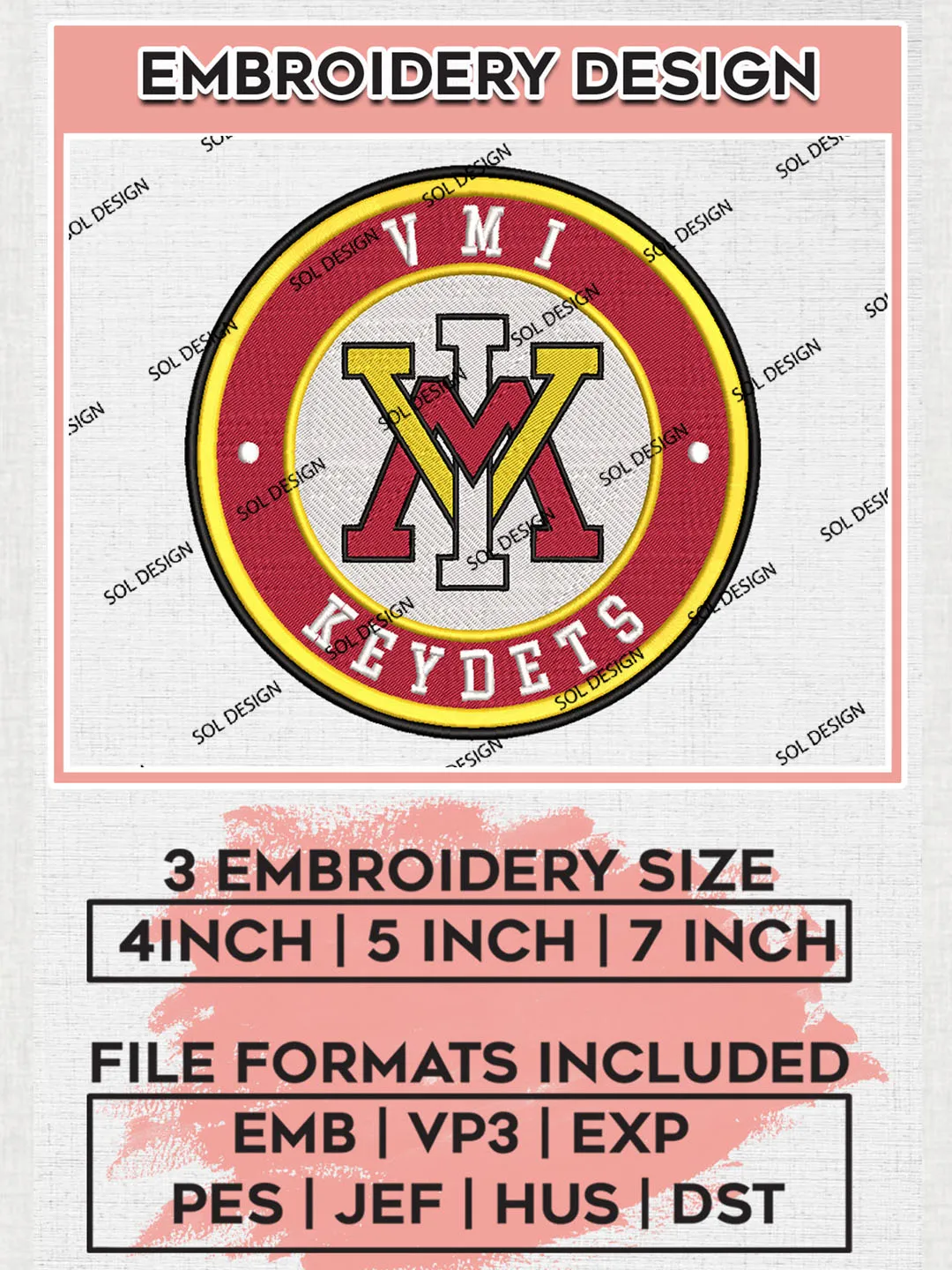 NCAA VMI Keydets Round Logo Embroidery, NCAA VMI Keydets Logo ...