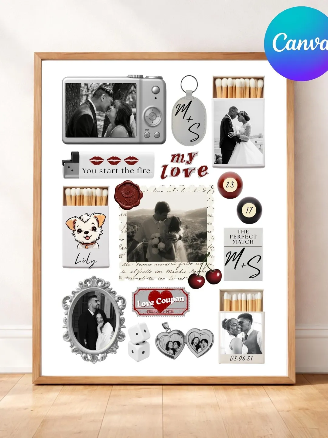 Custom Matchbook Poster, Couple Memory Keepsake (Canva Template Digital ...