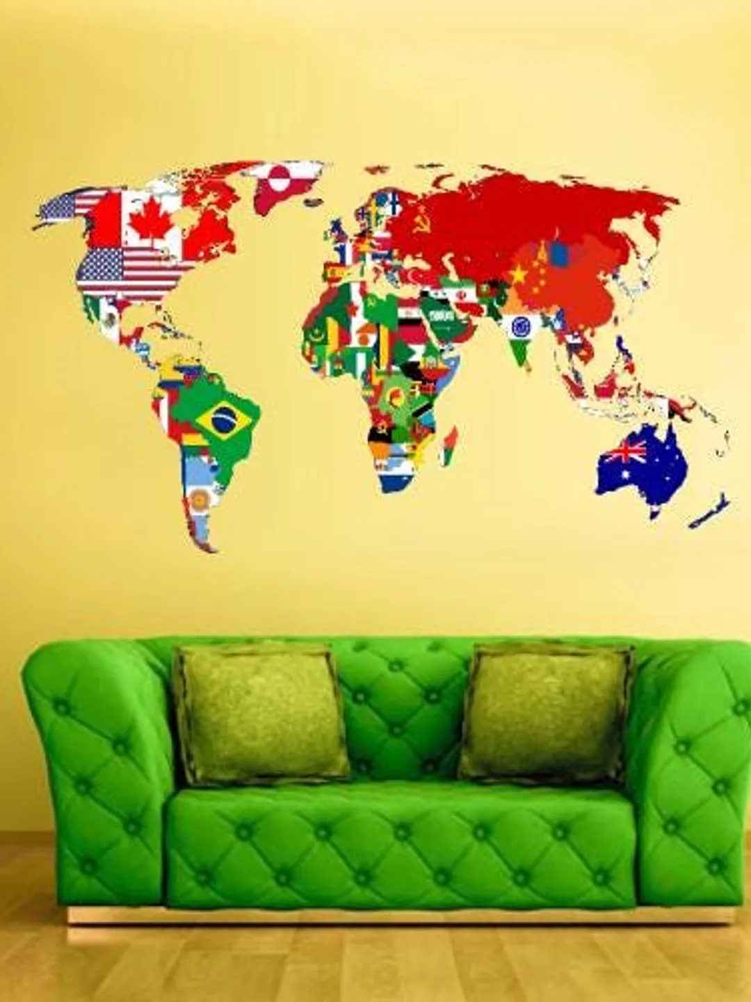 World Map Wall Decal – Large Vinyl Sticker for Office, Classroom or ...