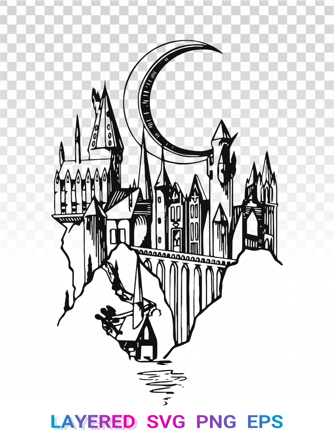 Detailed Hogwarts Castle SVG for the Ultimate Potterhead DIYer