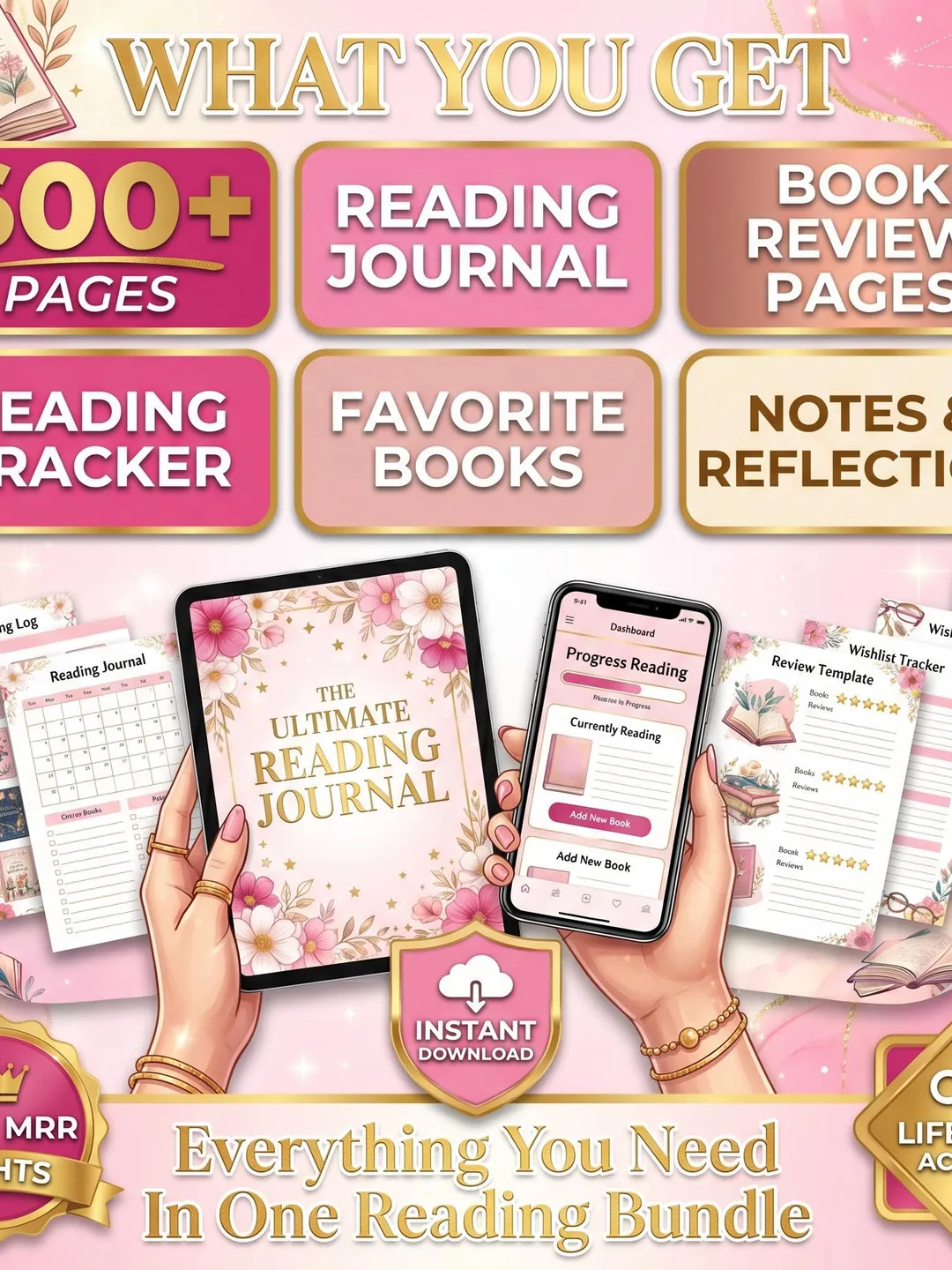 Reading Journal Digital Planner for iPad & Android Gift for Book Lover ...